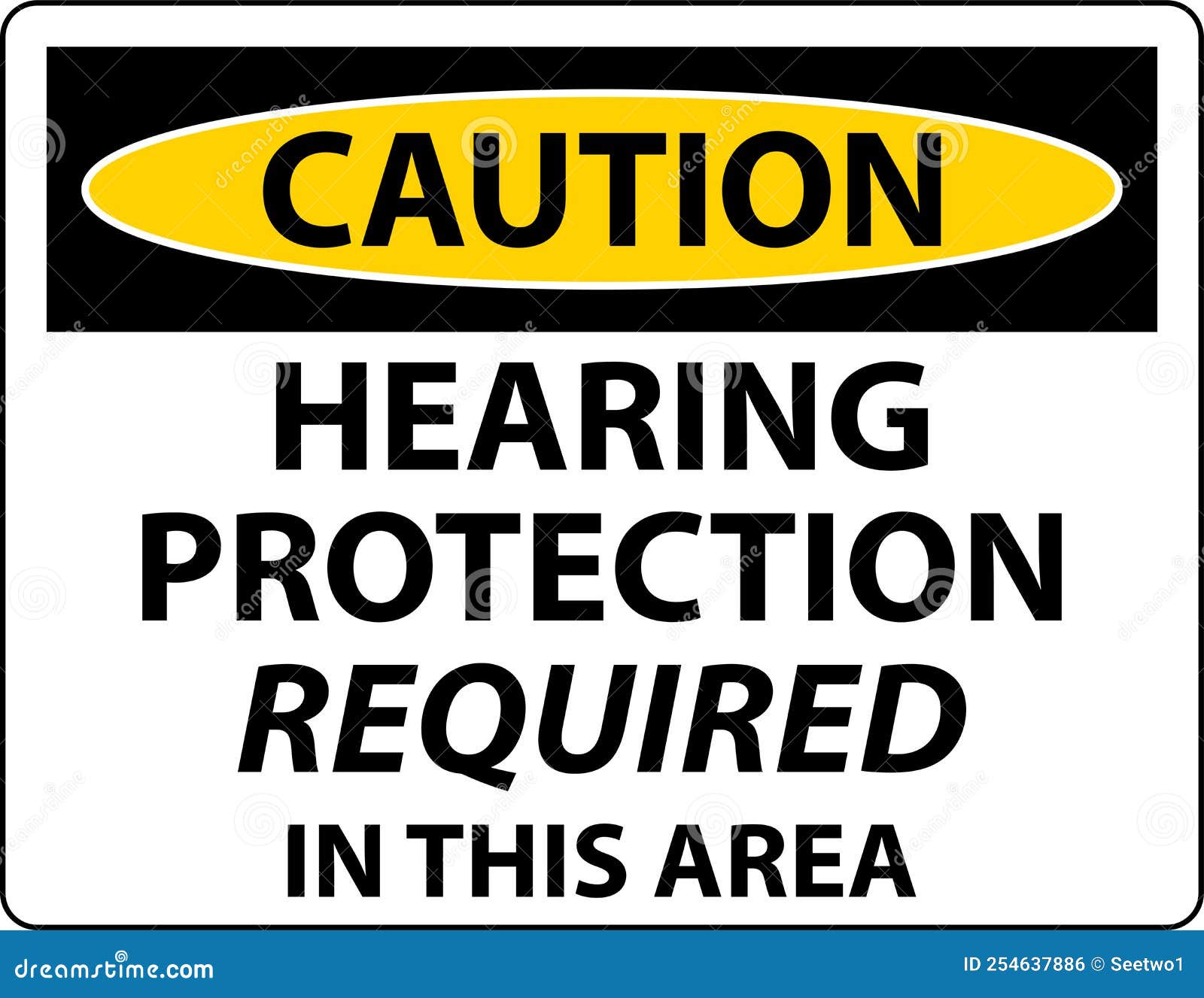 Caution Hearing Protection Required Sign on White Background Stock ...