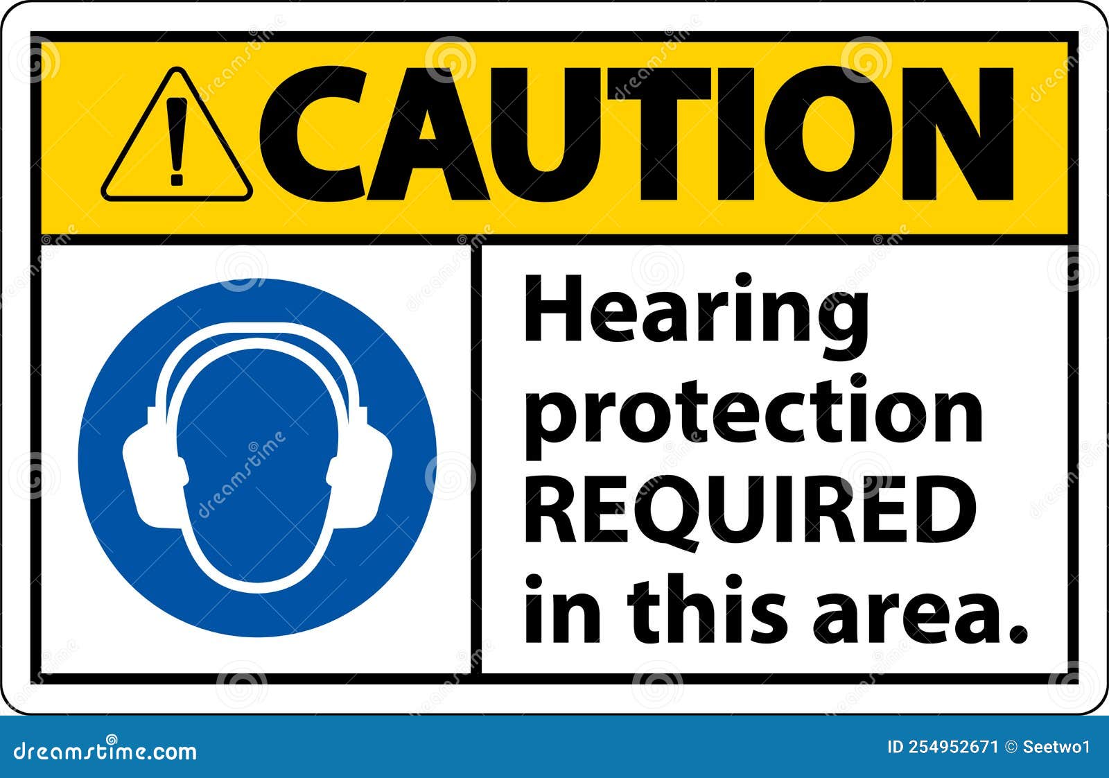 Caution Hearing Protection Required Sign on White Background Stock ...