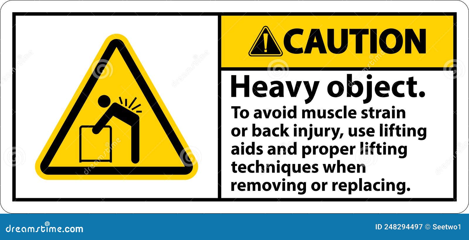 Caution Heavy Object Two Person Lift Required Symbol Sign, Vector ...