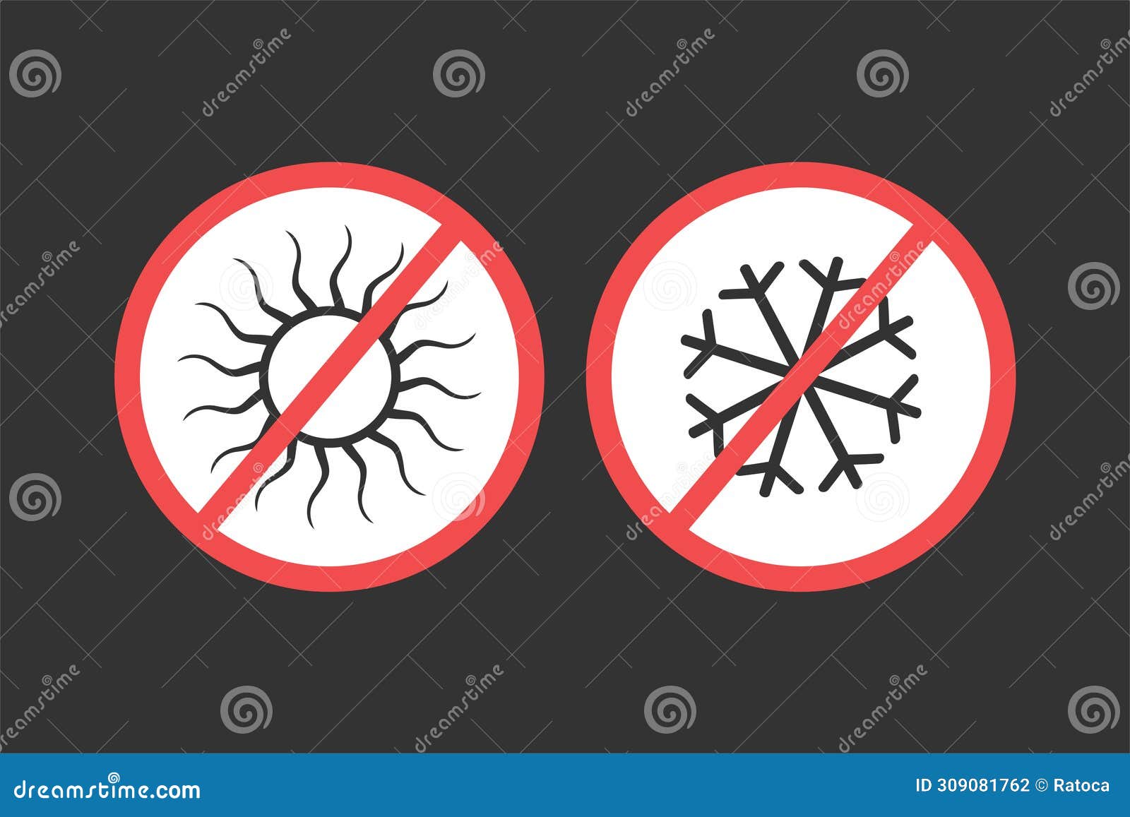 Caution with High and Low Temperature Symbols Stock Vector ...