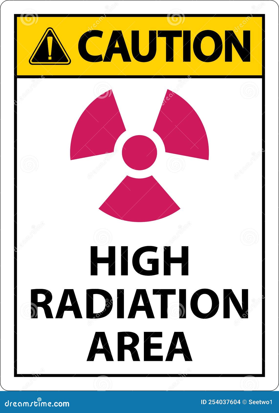Caution High Radiation Area Sign on White Background Stock Vector ...