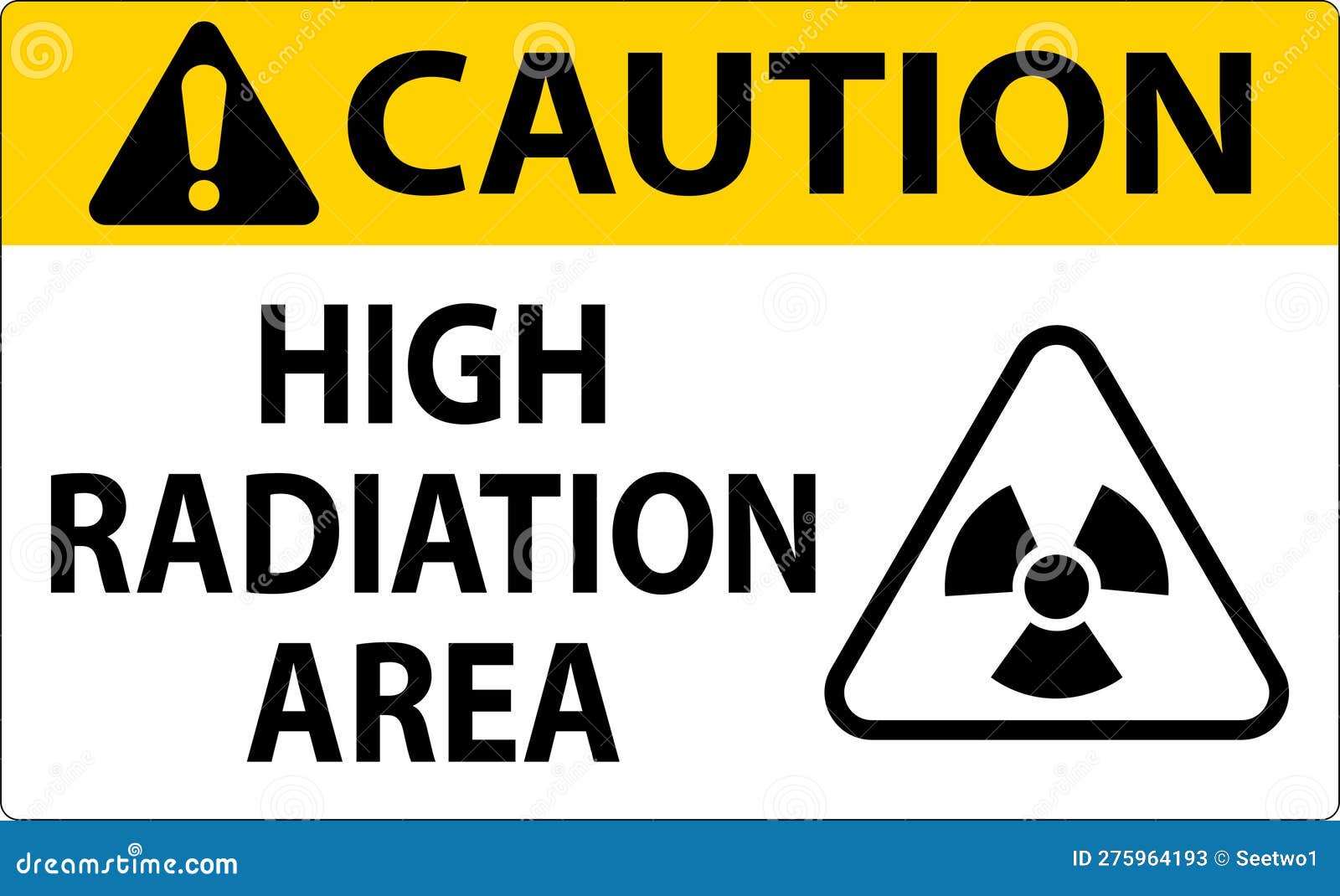 Caution High Radiation Area Sign on White Background Stock Vector ...