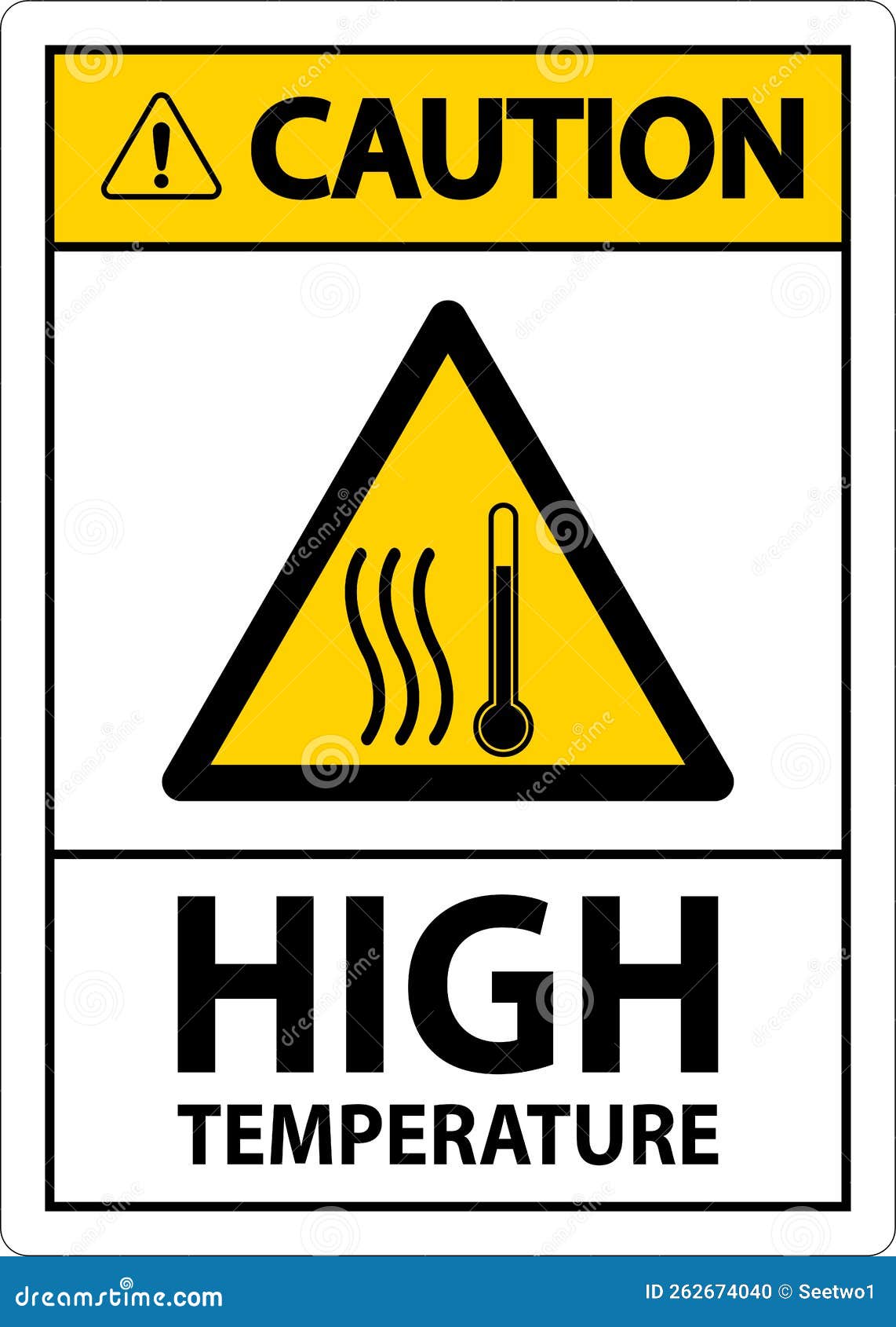 Caution High Temperature Symbol and Text Safety Sign Stock Vector ...