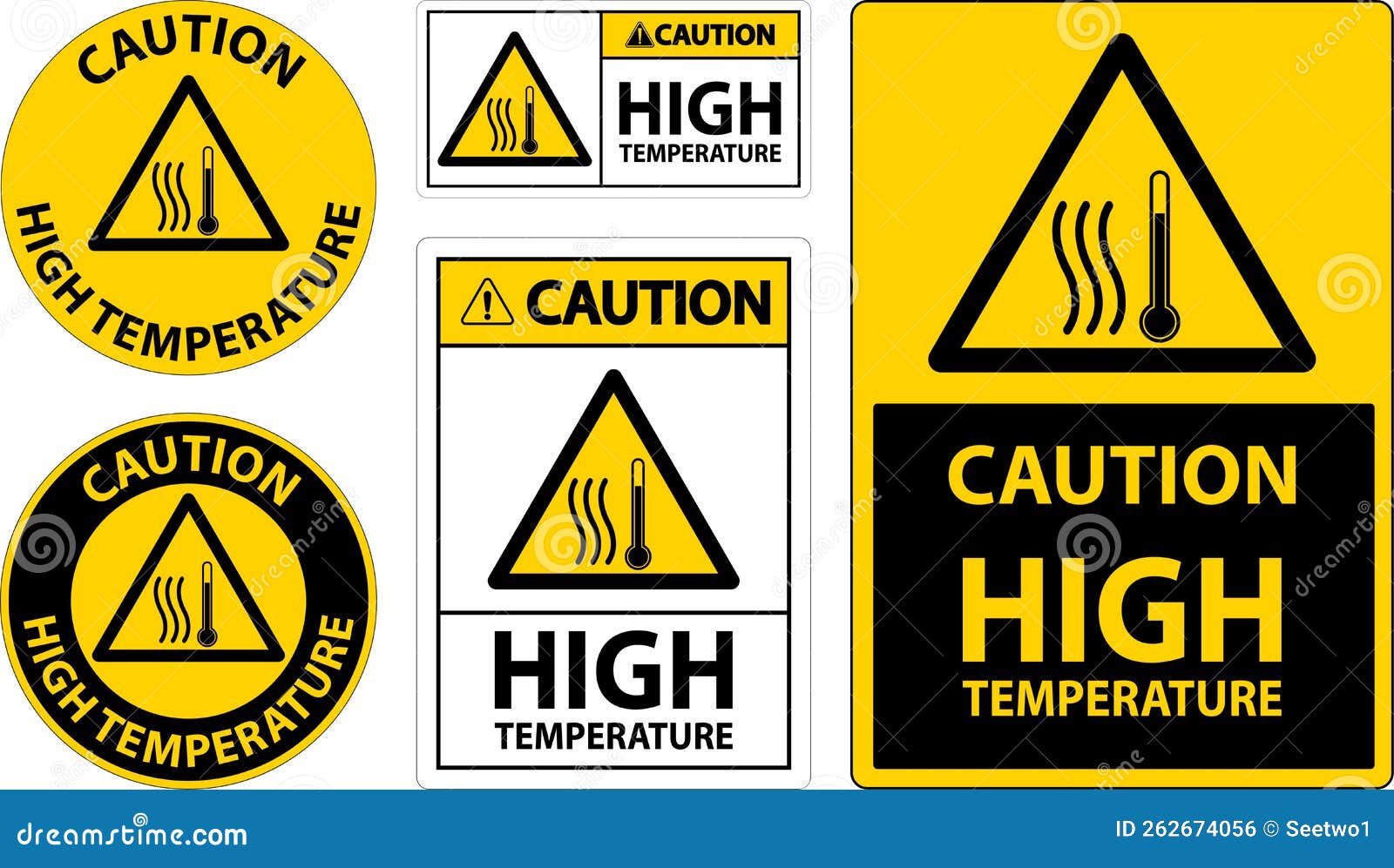 Caution High Temperature Symbol and Text Safety Sign Stock Vector ...
