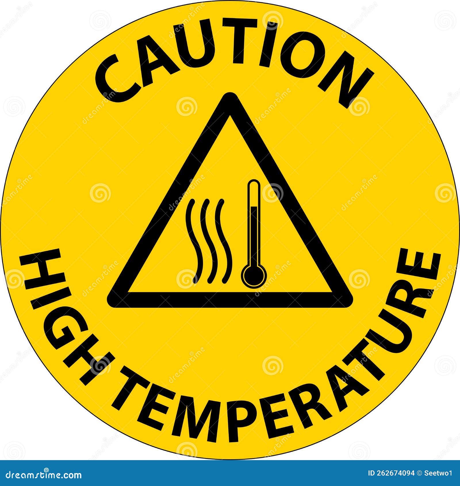 Caution High Temperature Symbol and Text Safety Sign Stock Vector ...