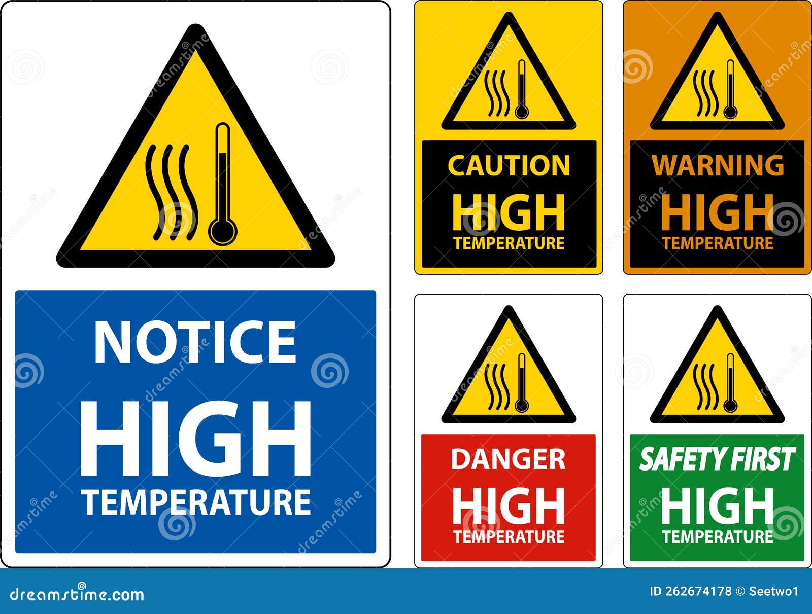 Caution High Temperature Symbol and Text Safety Sign Stock Vector ...
