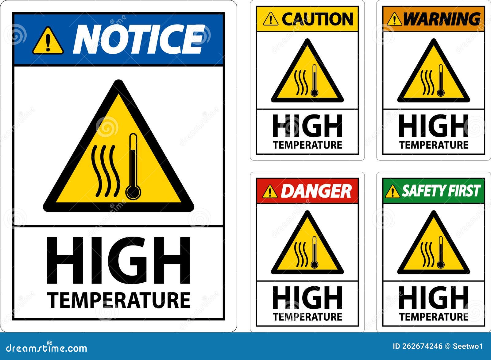 Caution High Temperature Symbol and Text Safety Sign Stock Vector ...