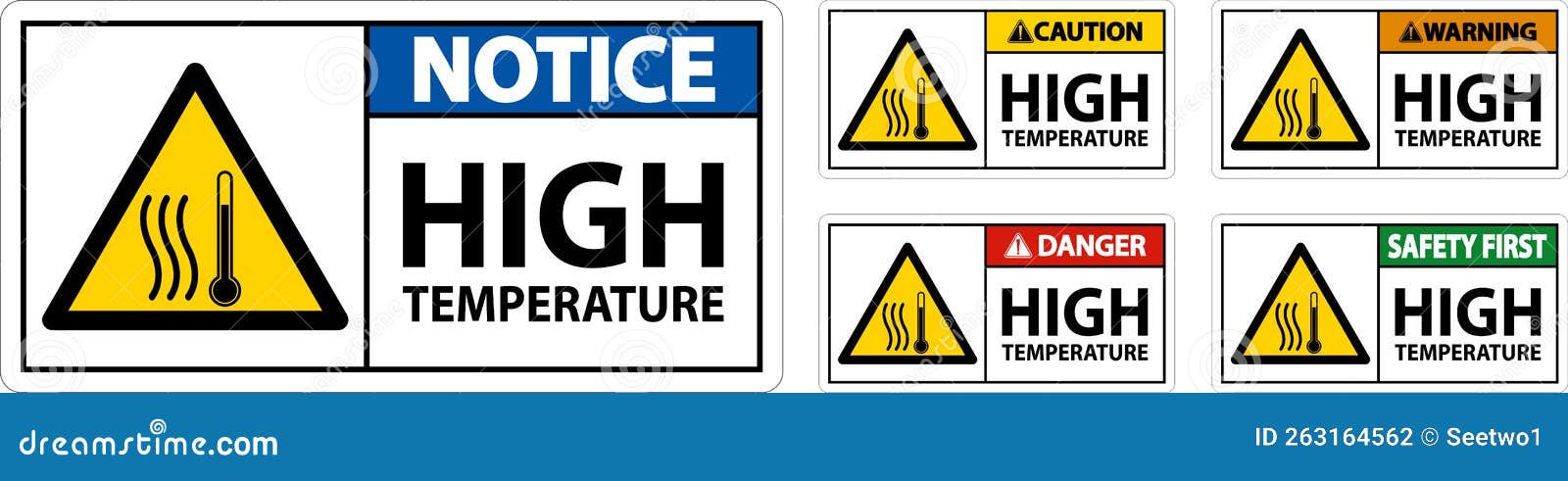 Caution High Temperature Symbol and Text Safety Sign Stock Vector ...