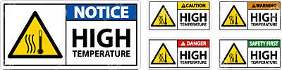 Caution High Temperature Symbol and Text Safety Sign Stock Vector ...