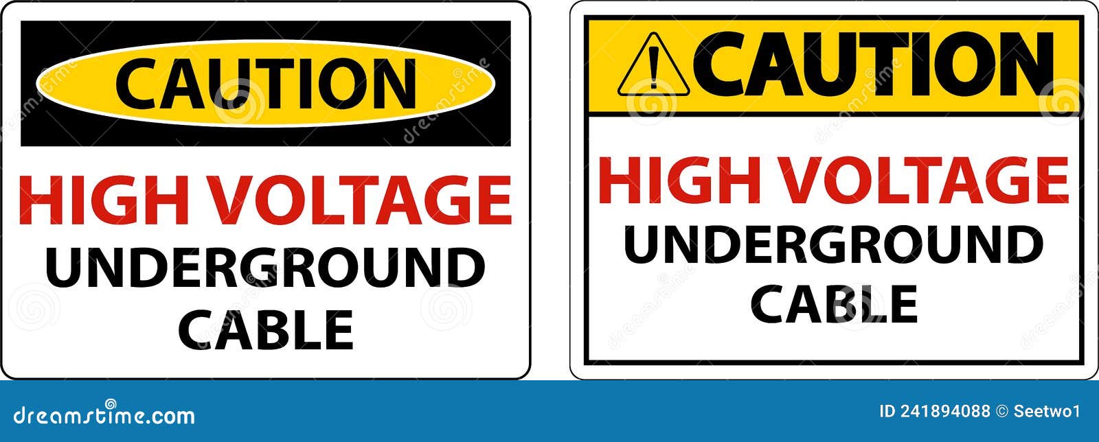 Caution High Voltage Cable Underground Sign on White Background Stock ...