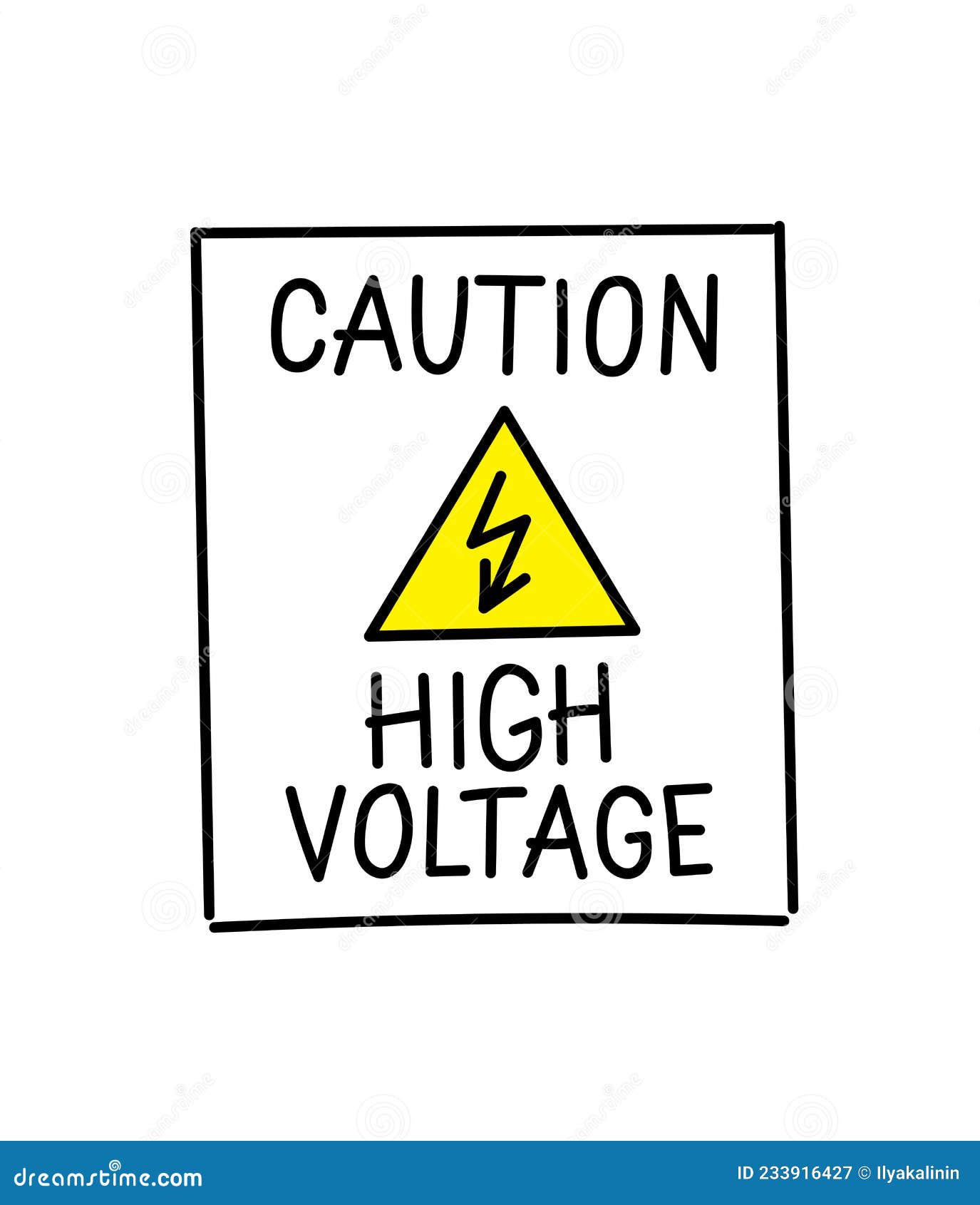 Caution High Voltage. Electricity Warning Information Sign. Hand ... Caution High Voltage. Electricity Warning Information Sign. Hand ...