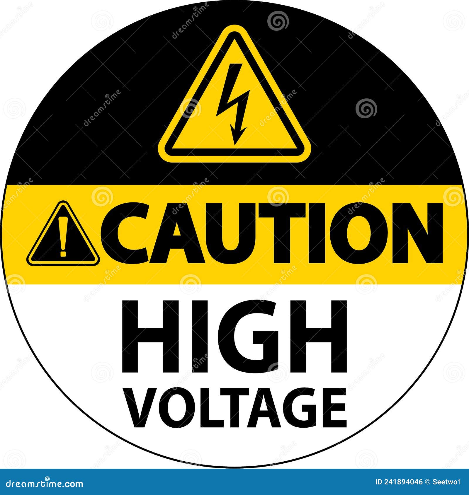 Caution High Voltage Floor Sign on White Background Stock Vector ...