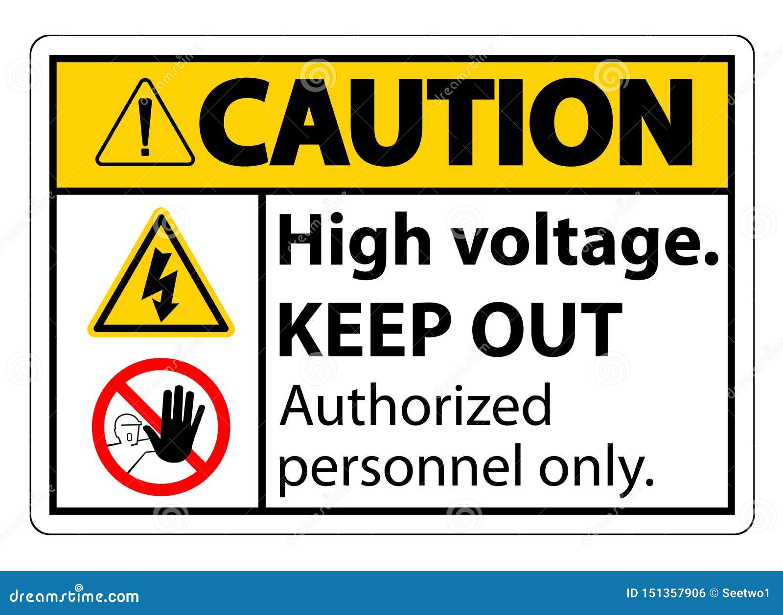 Caution High Voltage Keep Out Sign Isolate on White Background,Vector ...