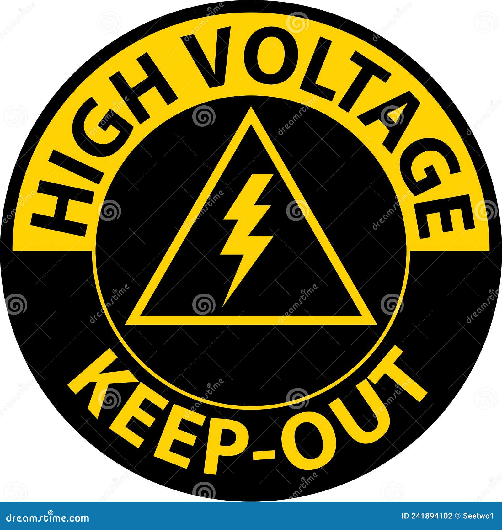 Caution High Voltage Keep Out Sign on White Background Stock Vector ...