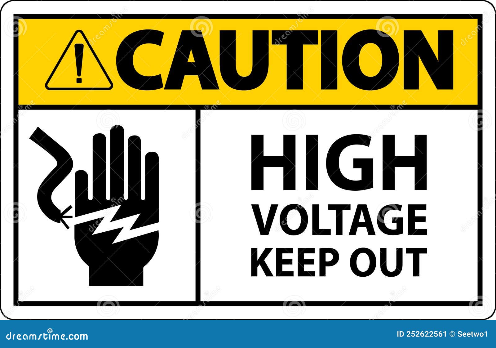 Caution High Voltage Keep Out Sign on White Background Stock Vector ...