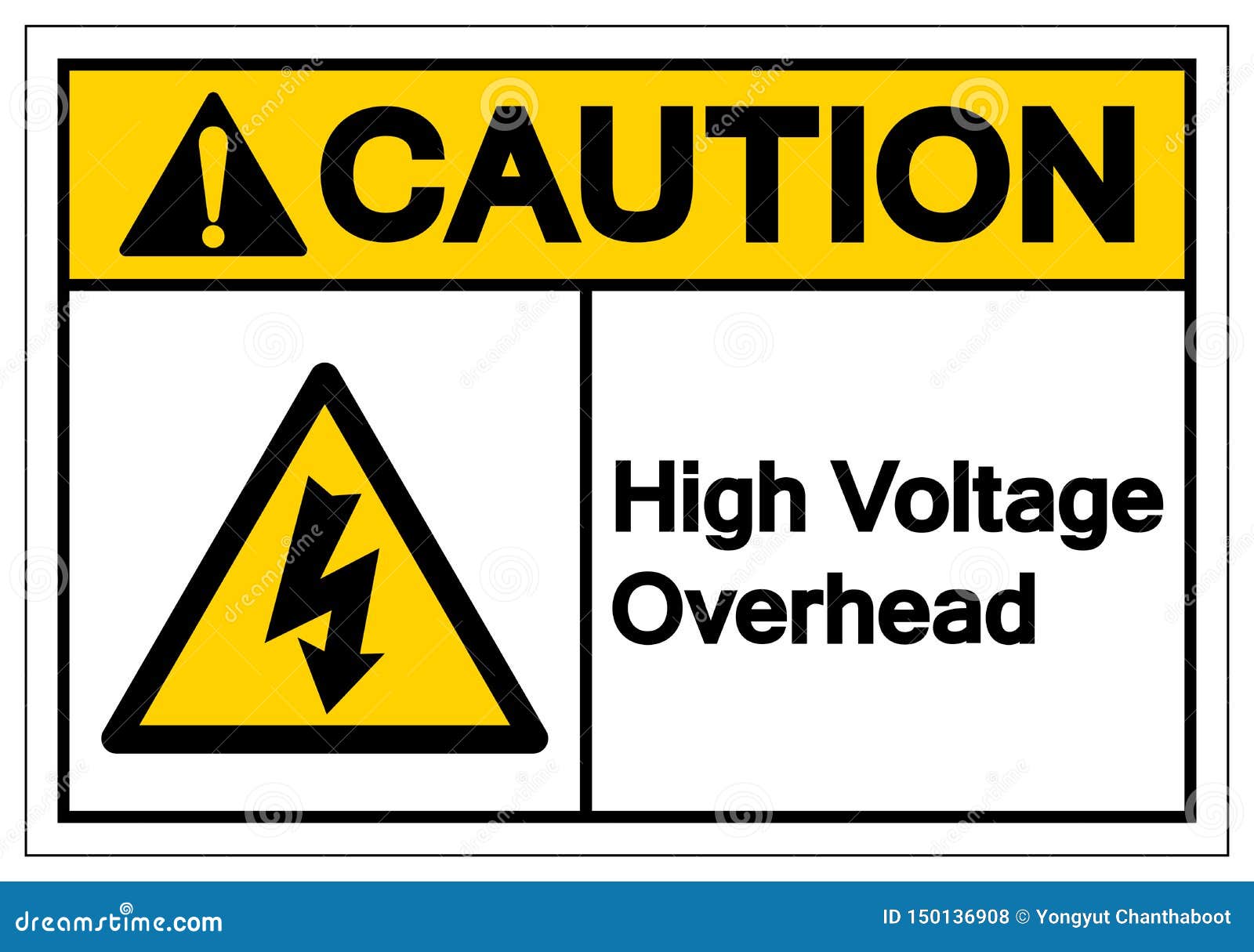 Caution High Voltage Overhead Symbol Sign, Vector Illustration, Isolate ...