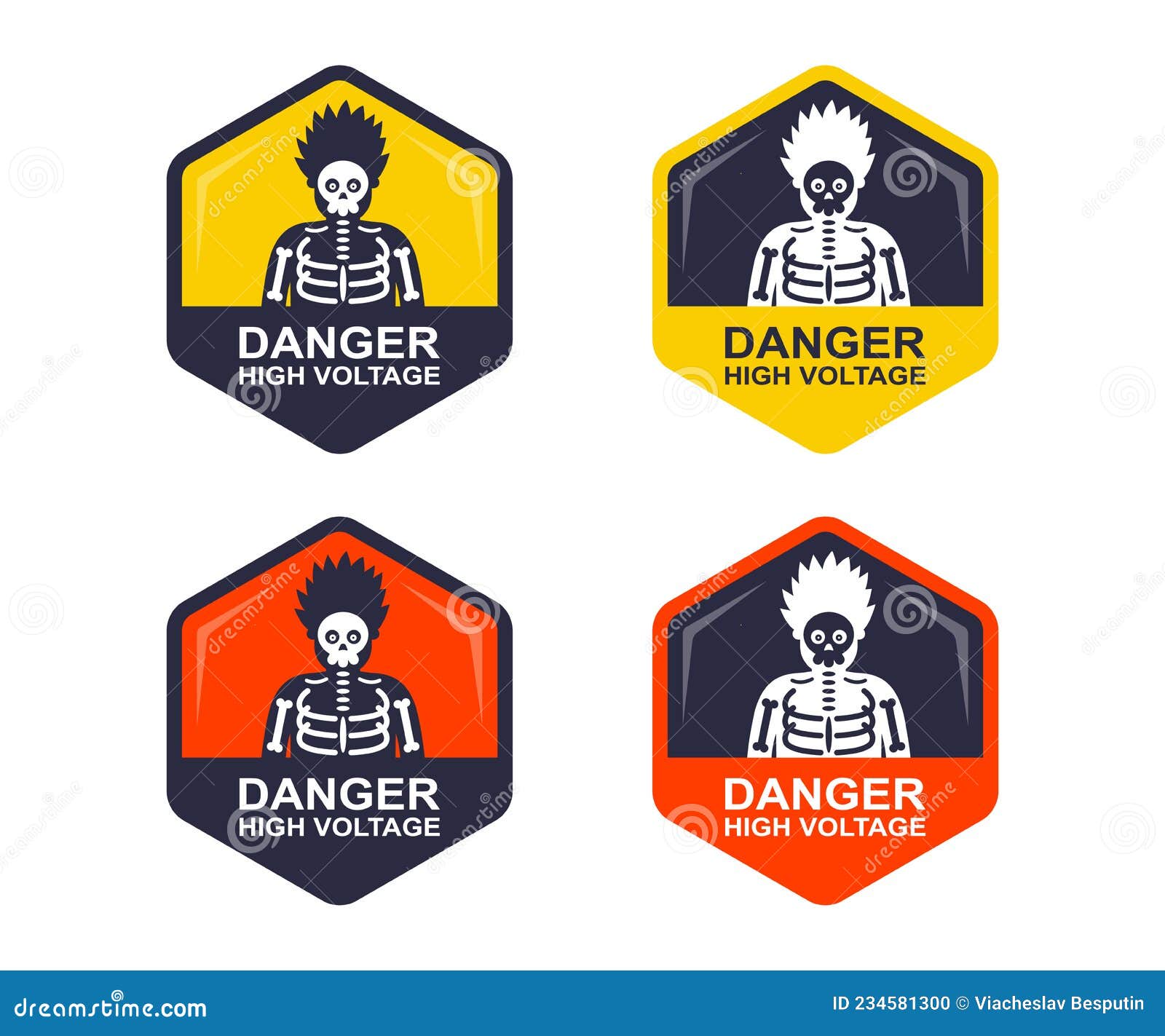 Caution High Voltage Sign. Human High Voltage Shock Stock Vector ...