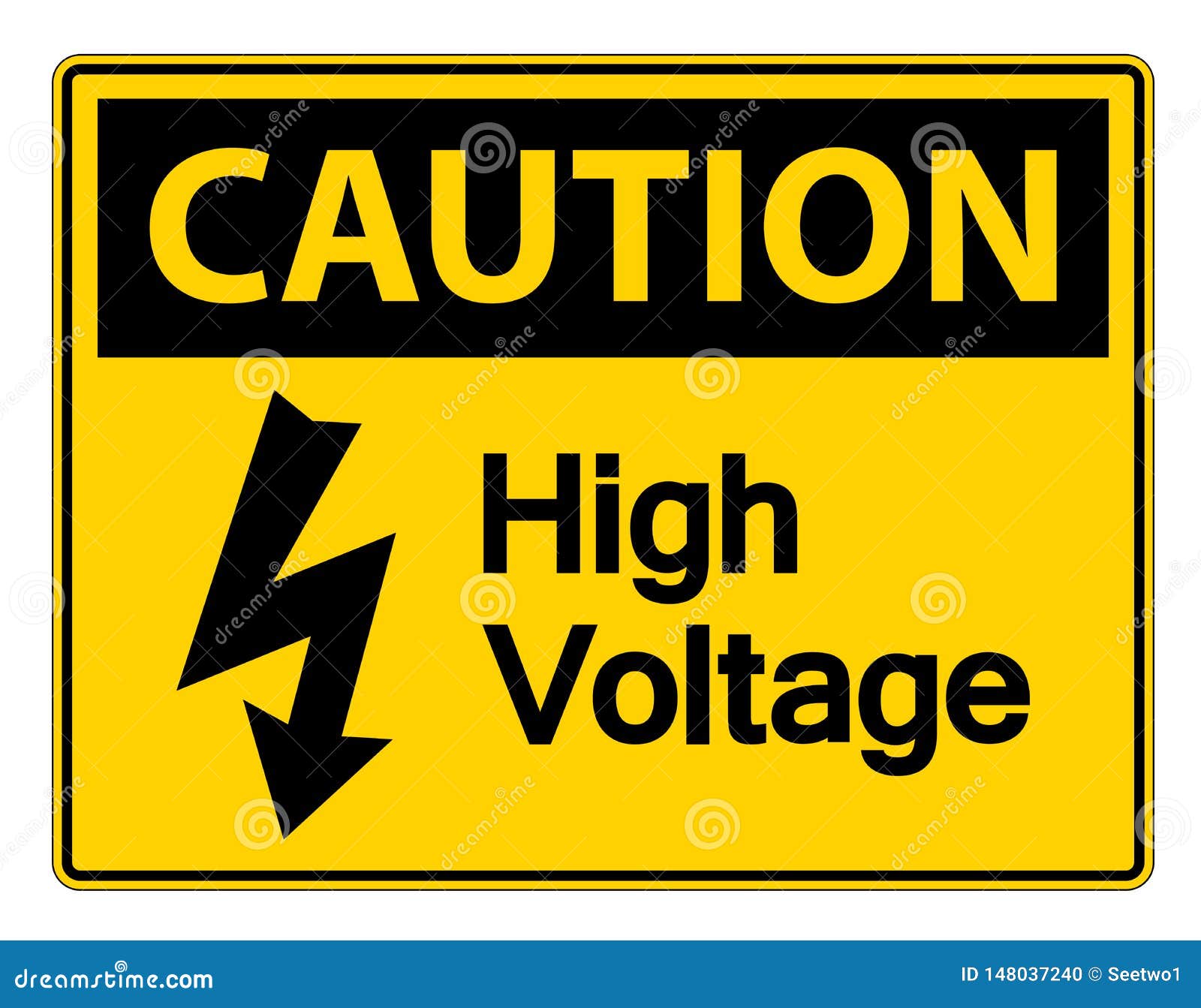 Caution High Voltage Sign Isolate on White Background,Vector ...