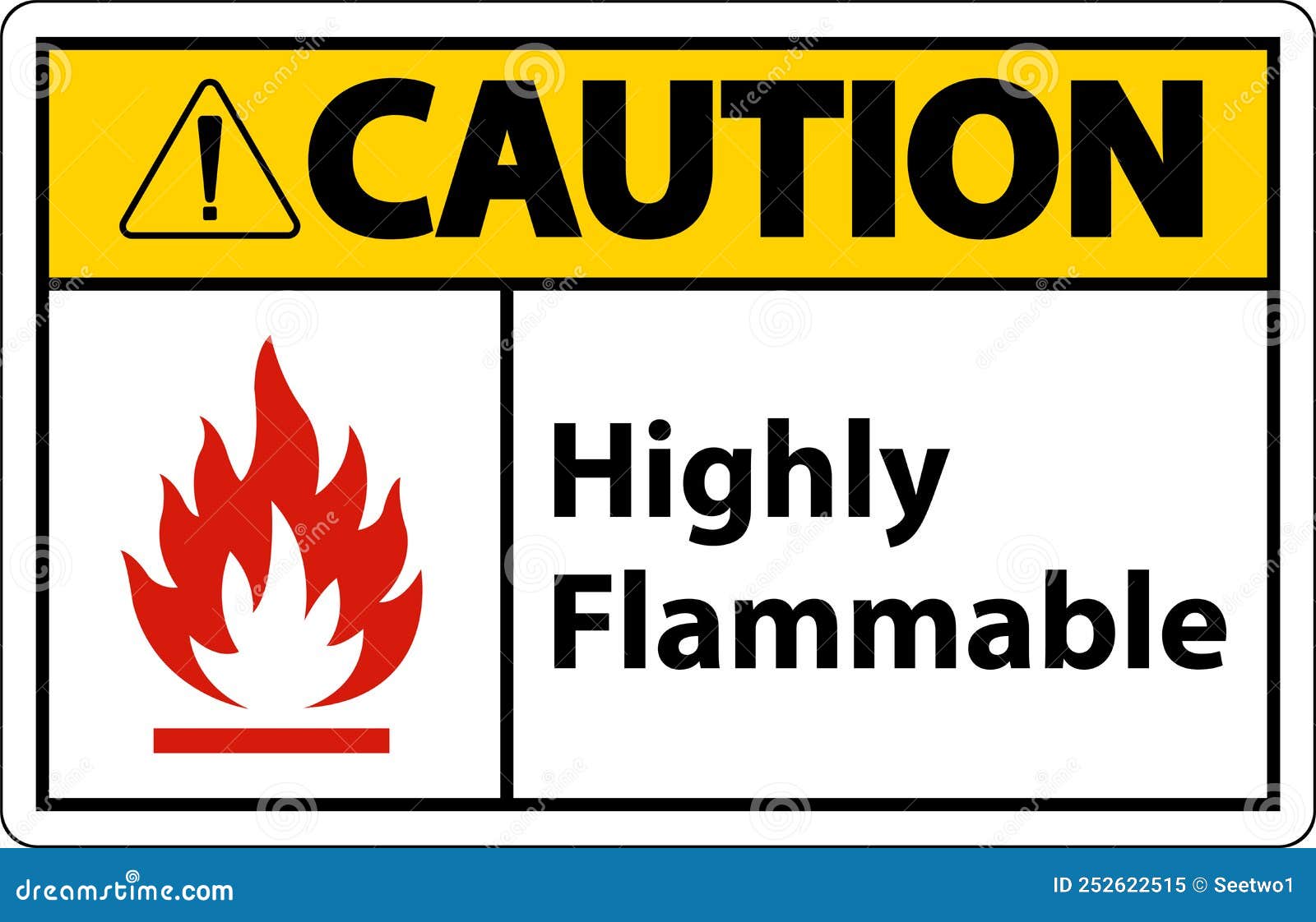 Caution Highly Flammable Sign on White Background Stock Vector ...