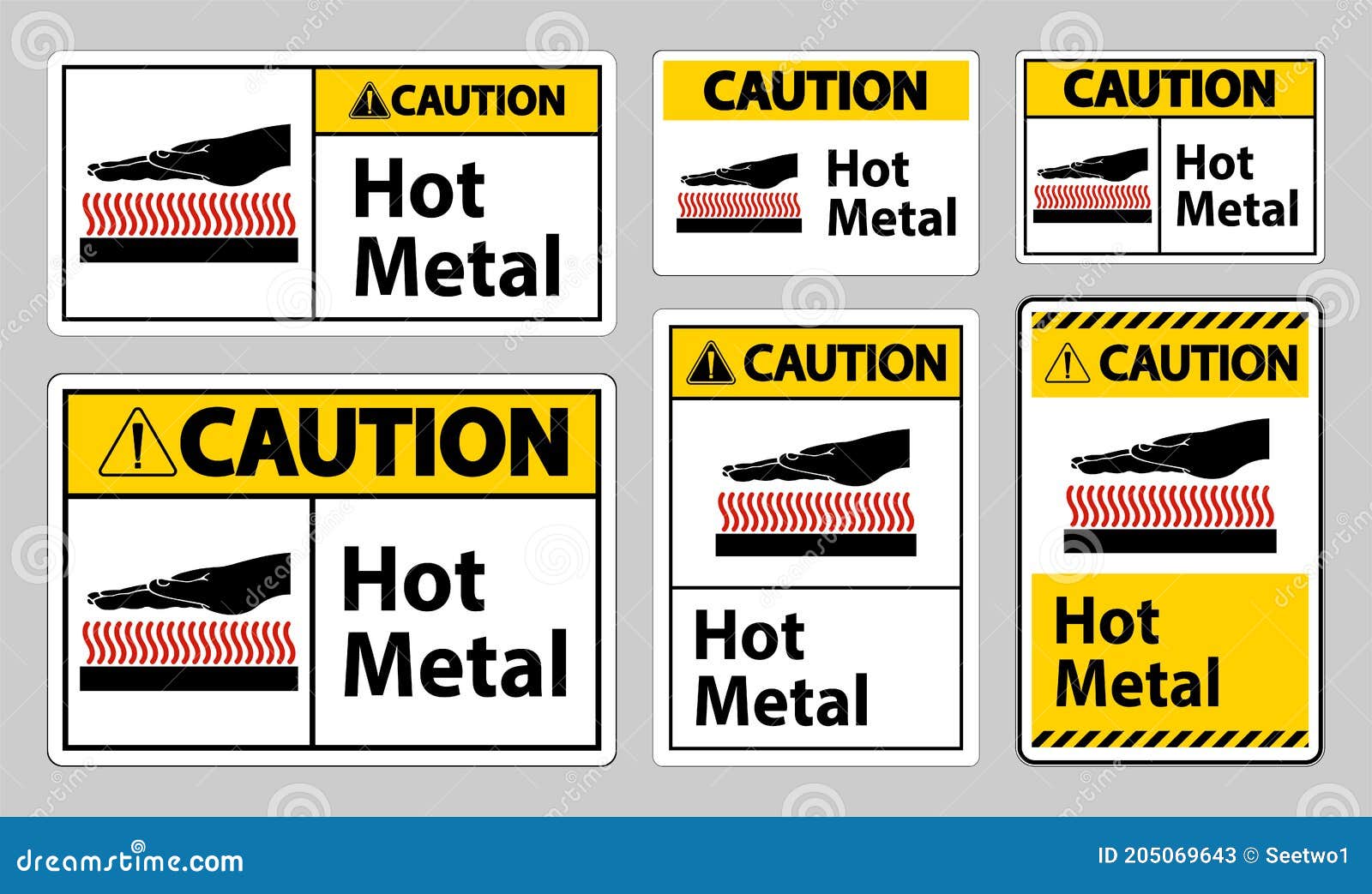 Caution Hot Metal Symbol Sign Isolated on White Background Stock Vector ...