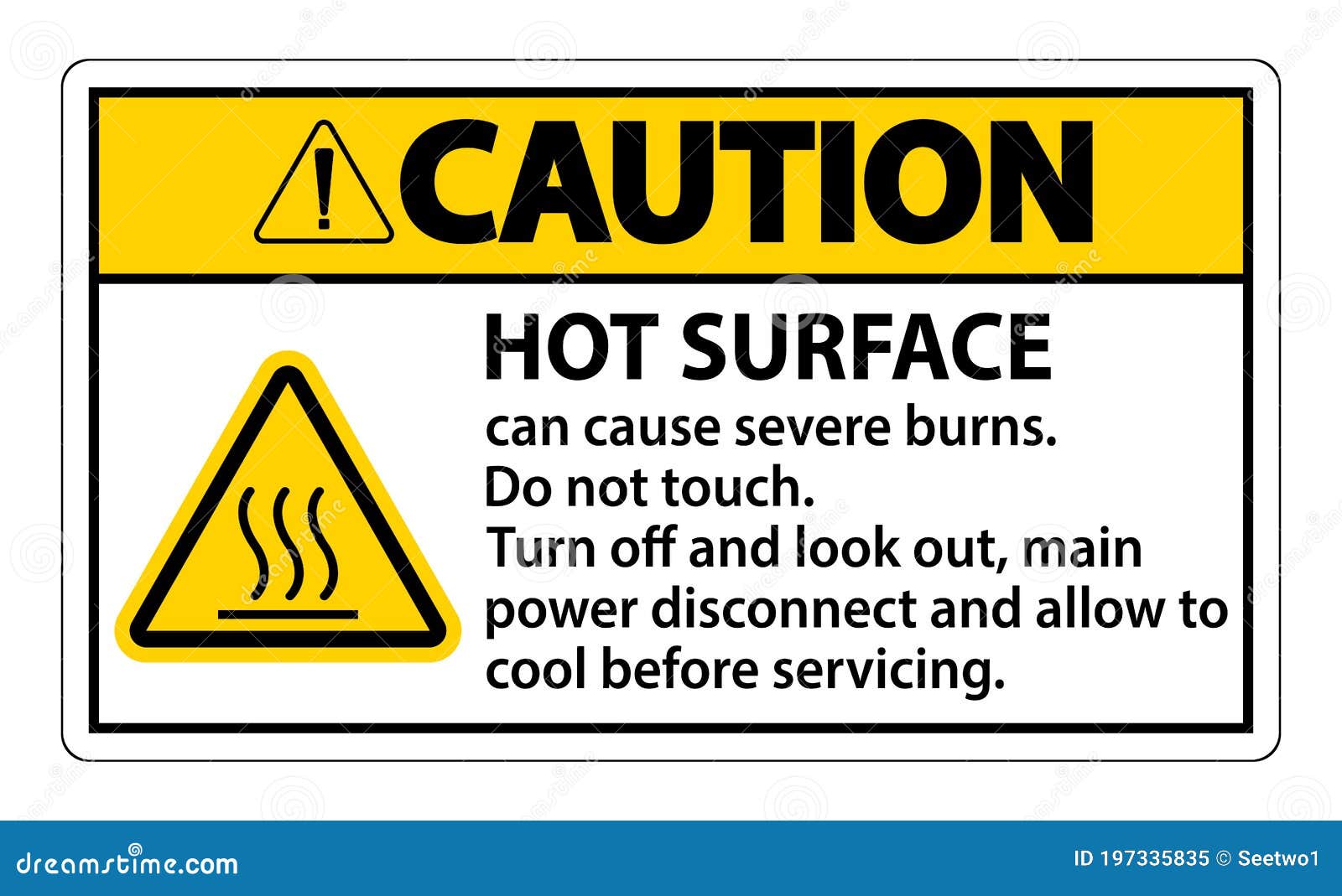 Caution Hot Surface Sign on White Background Stock Vector ...