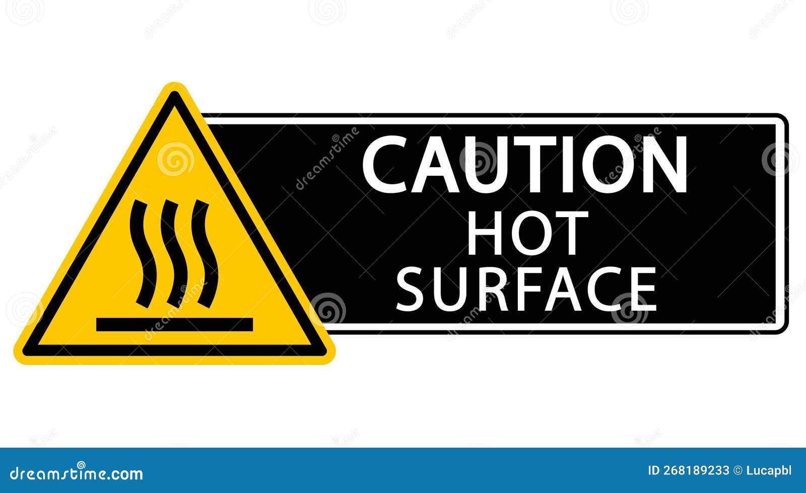 Caution Hot Surface Label Sign On White Background Cartoon Vector ...