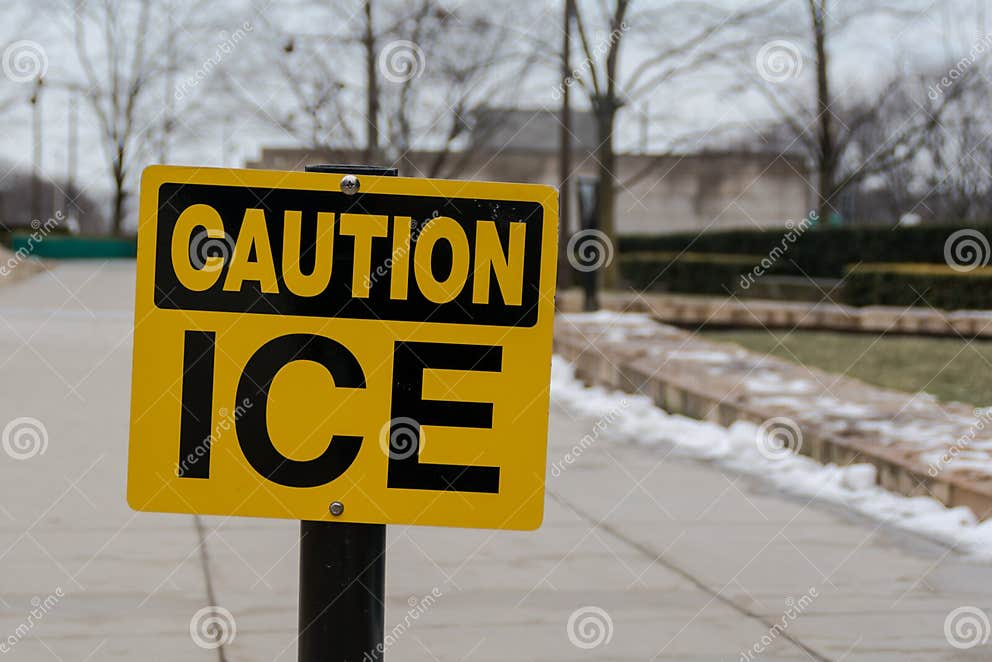 Caution Ice warning stock image. Image of cautious, sign - 68859975
