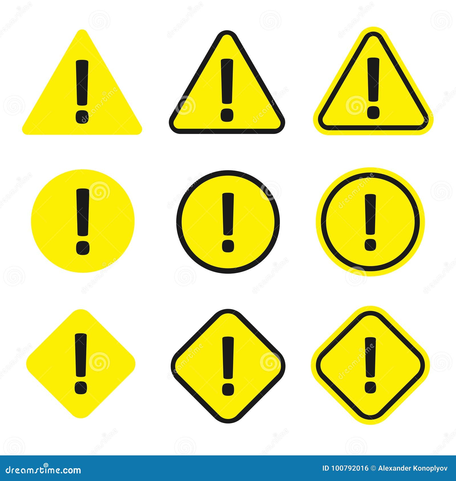 Caution icon set stock vector. Illustration of alert - 100792016