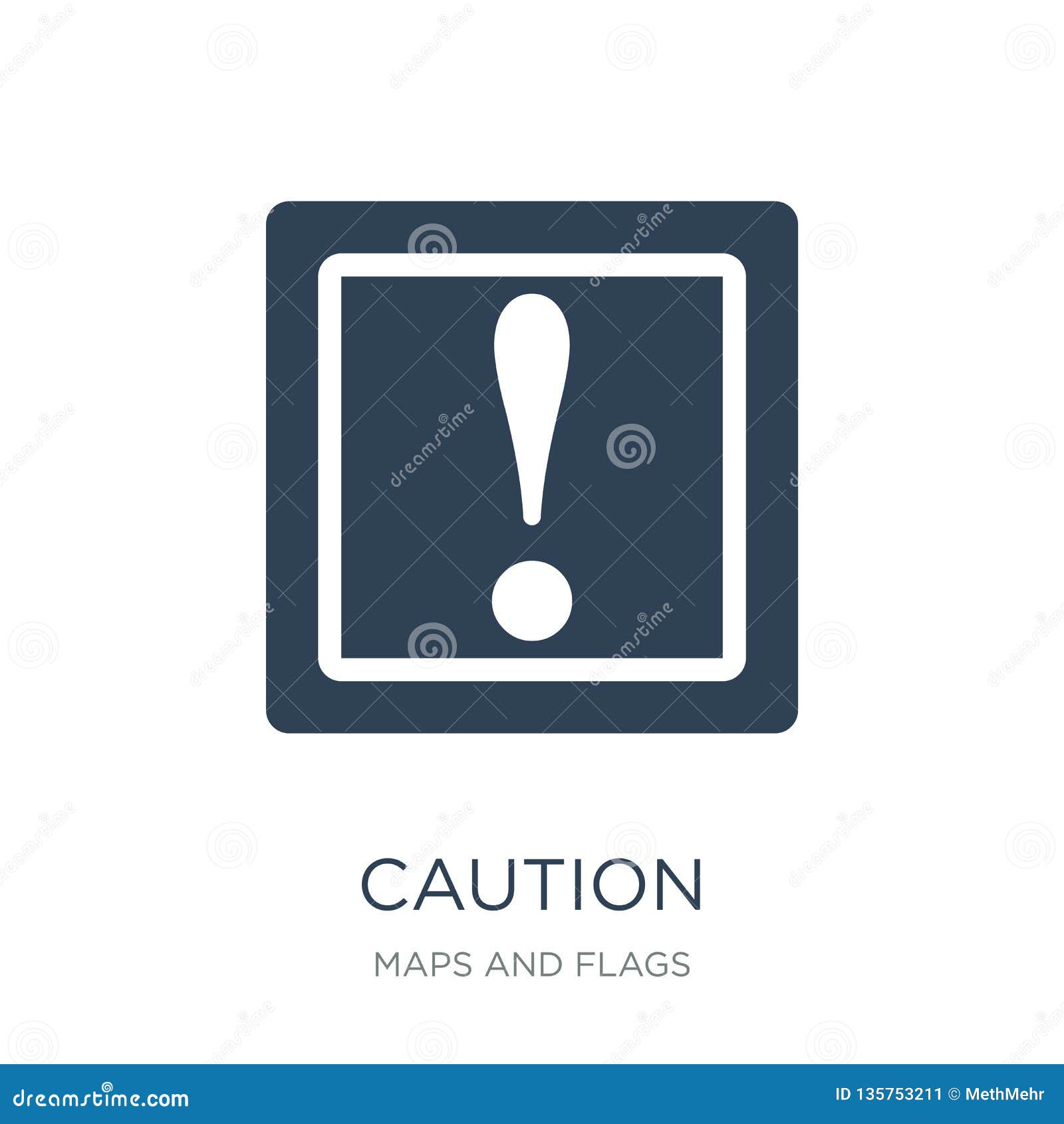 Caution Icon in Trendy Design Style. Caution Icon Isolated on White ...