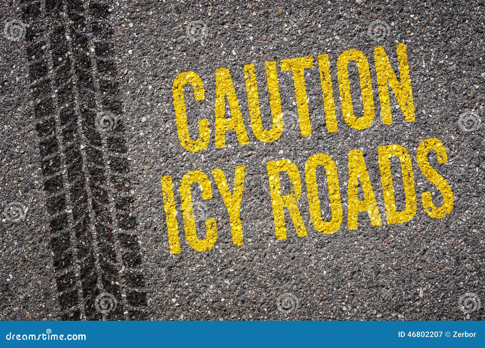 Caution icy roads stock image. Image of dangerous, asphalt - 46802207