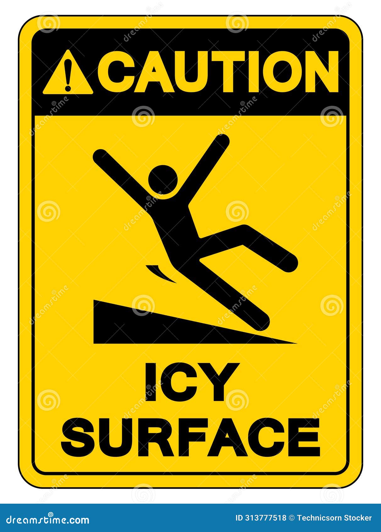 Caution Icy Surface Symbol Sign,Vector Illustration, Isolate on White ...