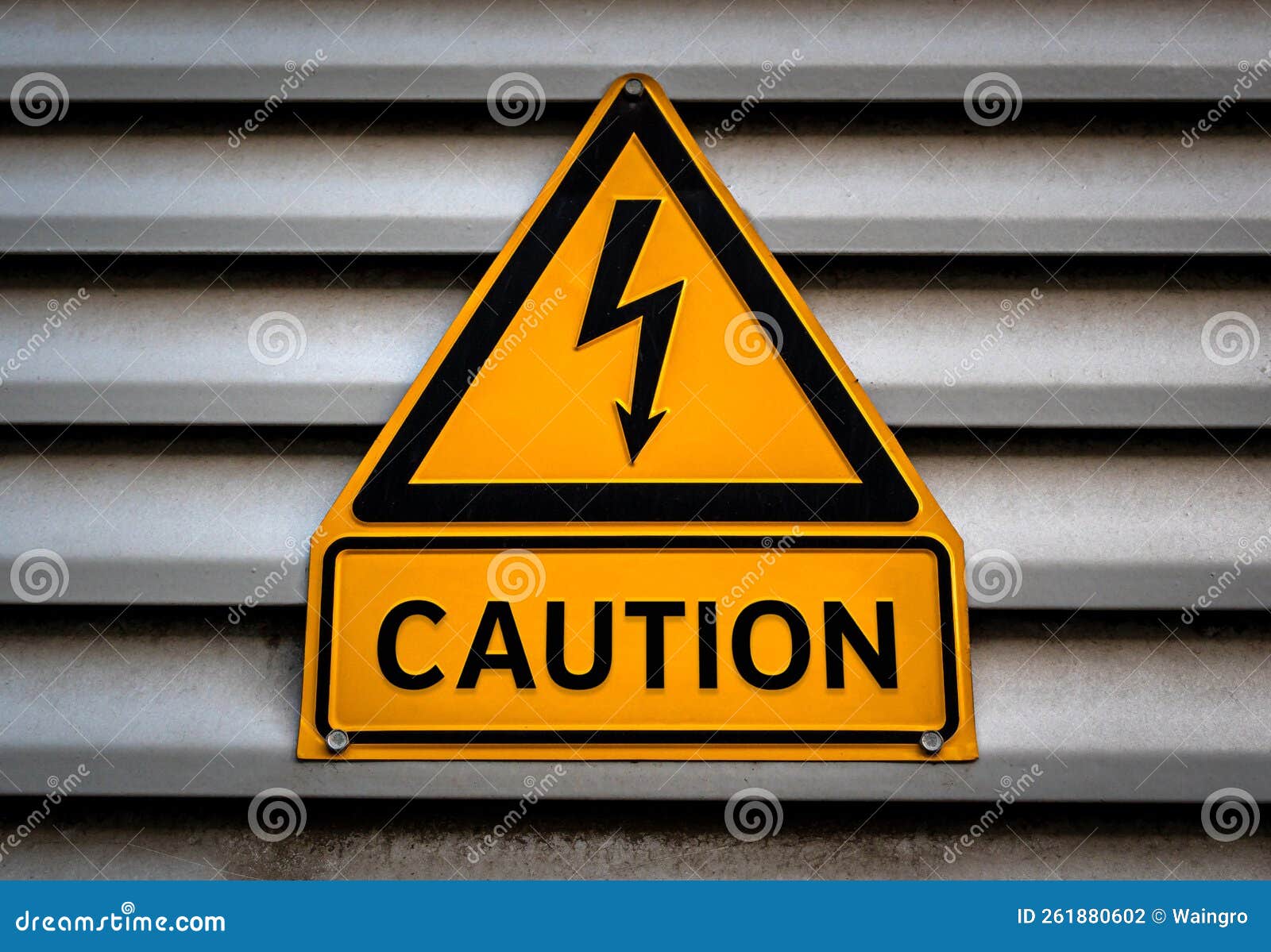 Caution information sign stock photo. Image of lookout - 261880602