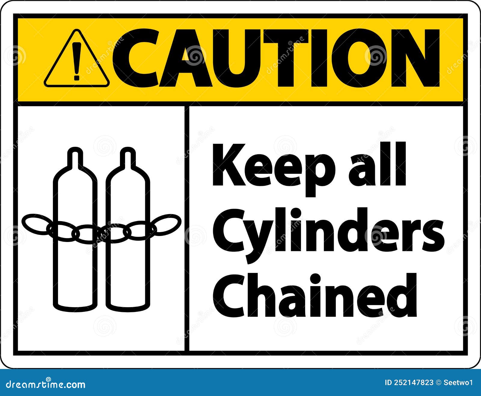 Caution Keep All Cylinders Chained Symbol Sign on White Background ...