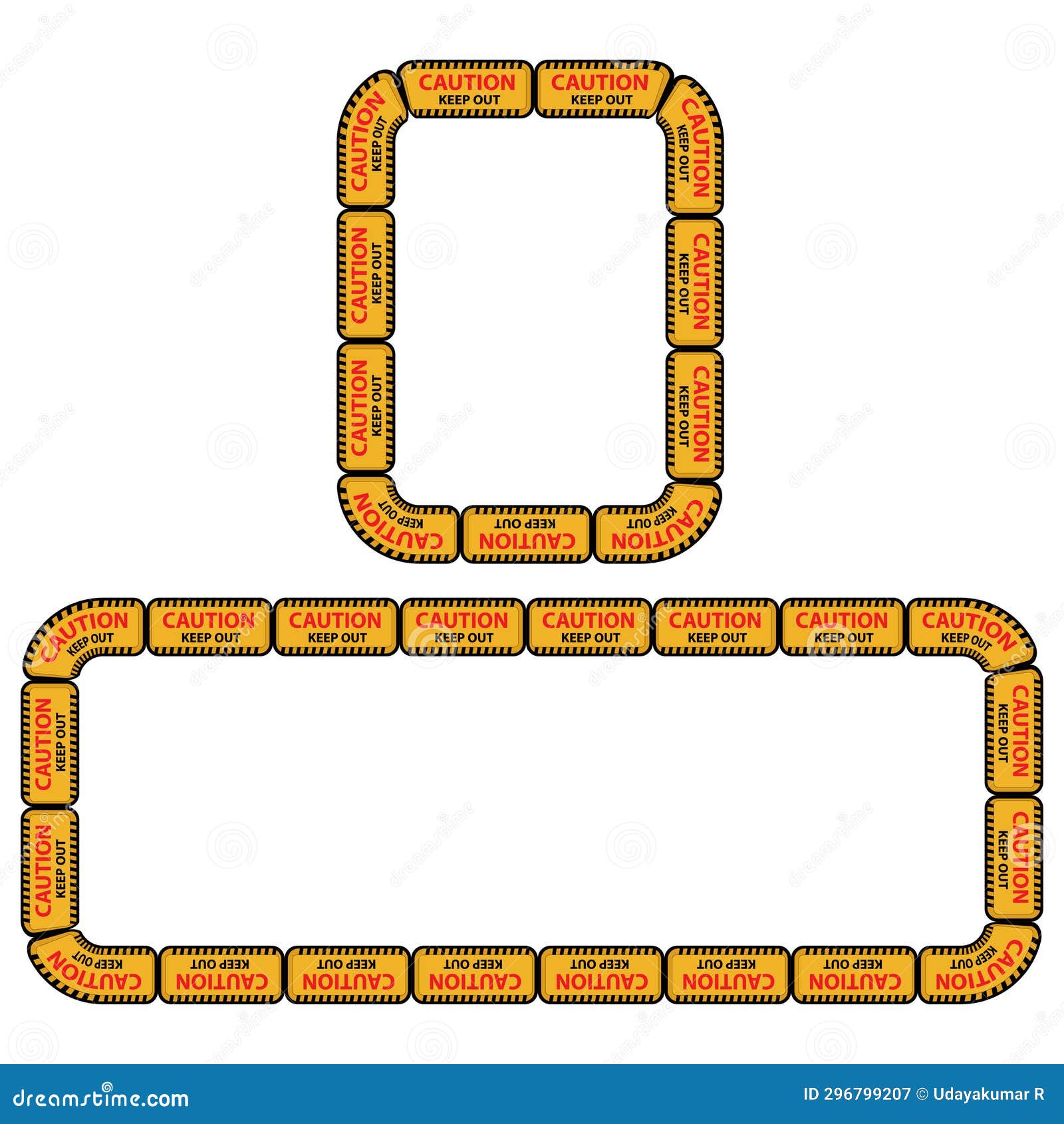 Caution Keep Out Signs. Curve Rectangular Empty Outer Frame of Danger ...