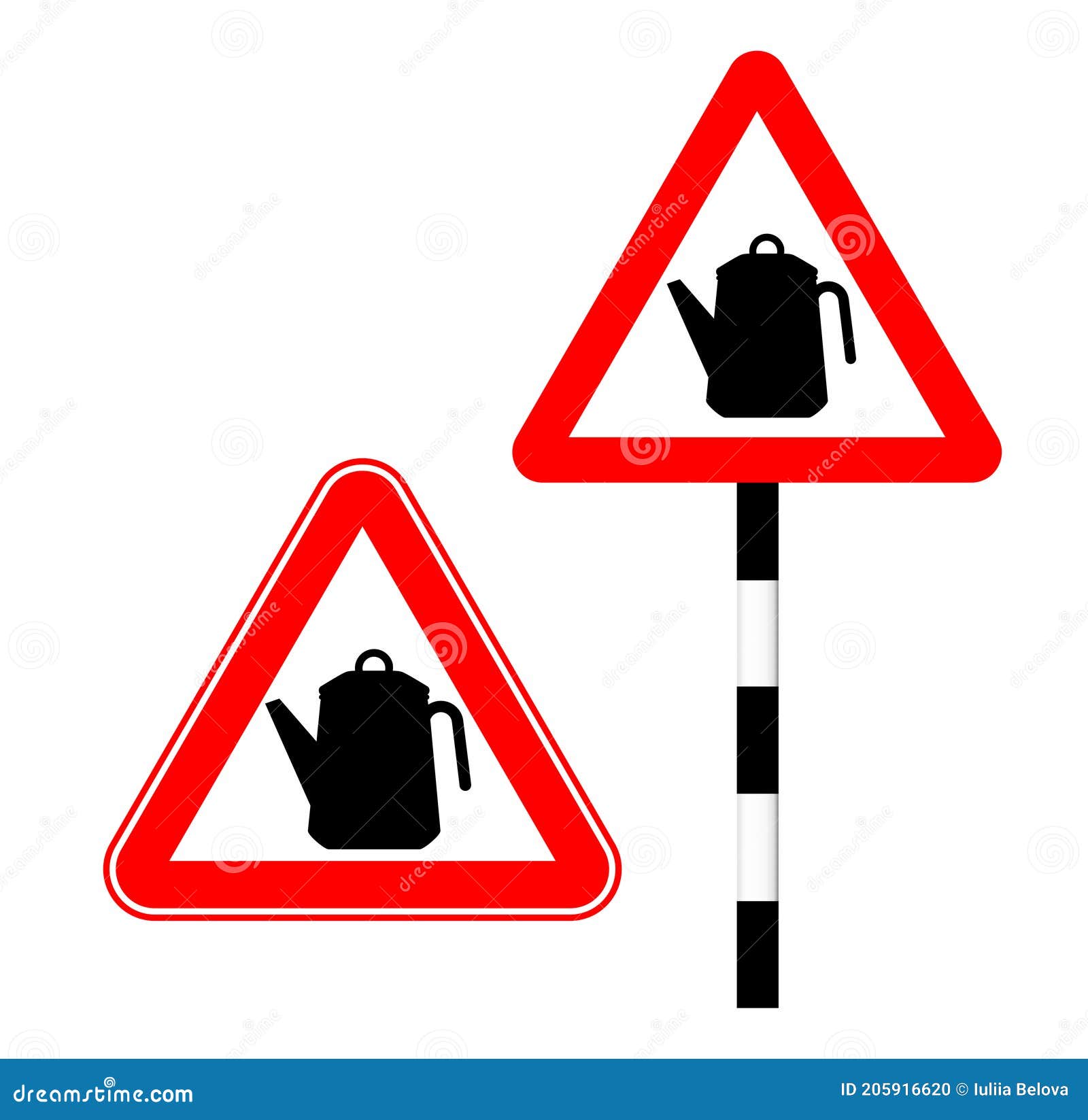 Caution Kettle On The Road. Silhouette Logo Sign. Vector Illustration ...