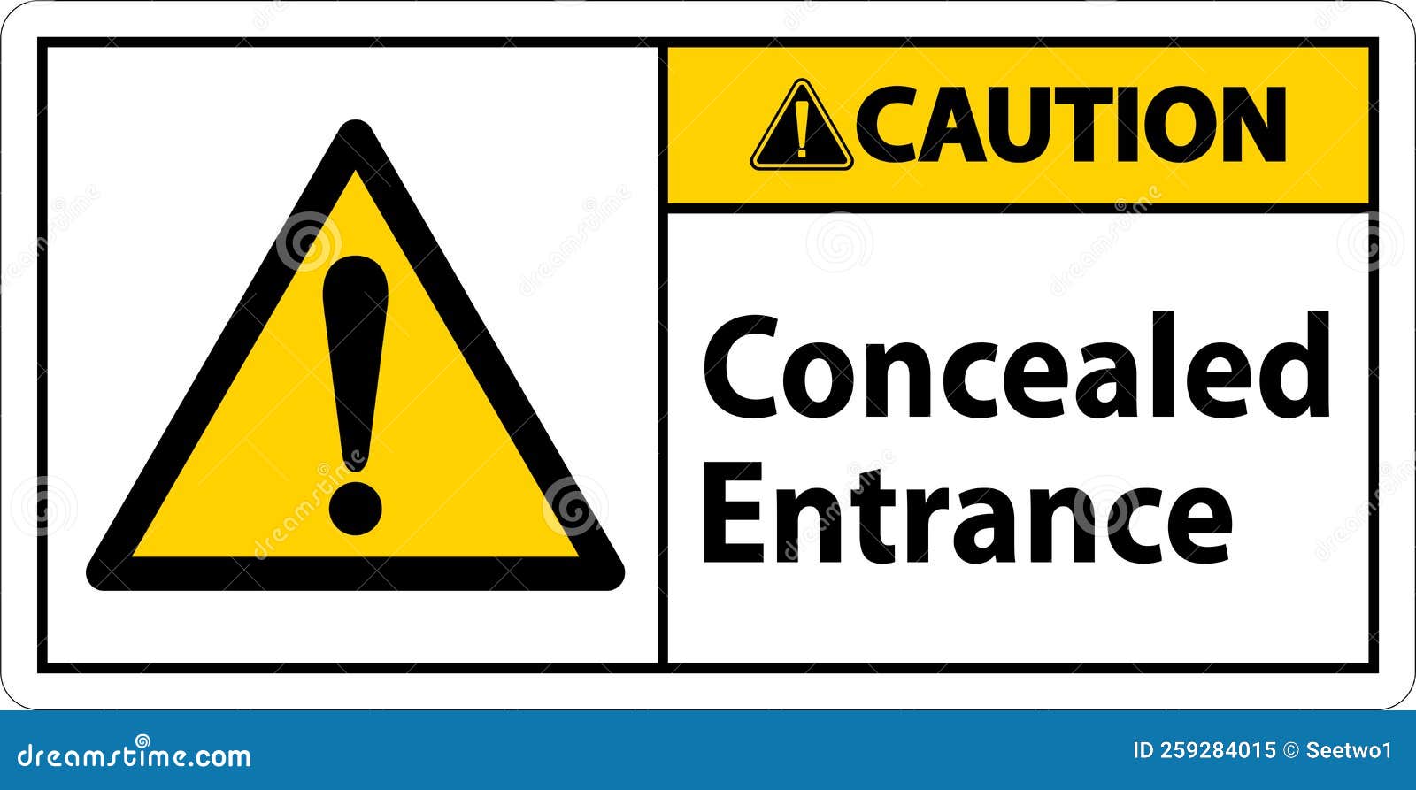 Caution Label Concealed Entrance Sign on White Background Stock Vector ...