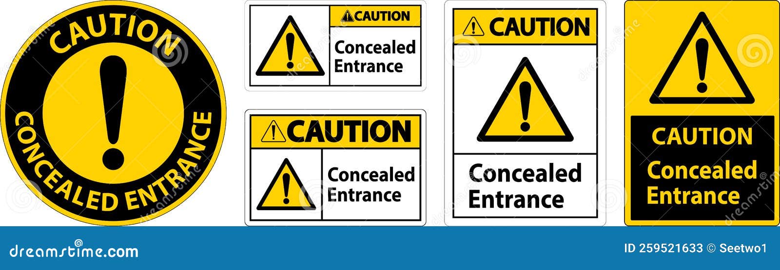 Caution Label Concealed Entrance Sign on White Background Stock Vector ...