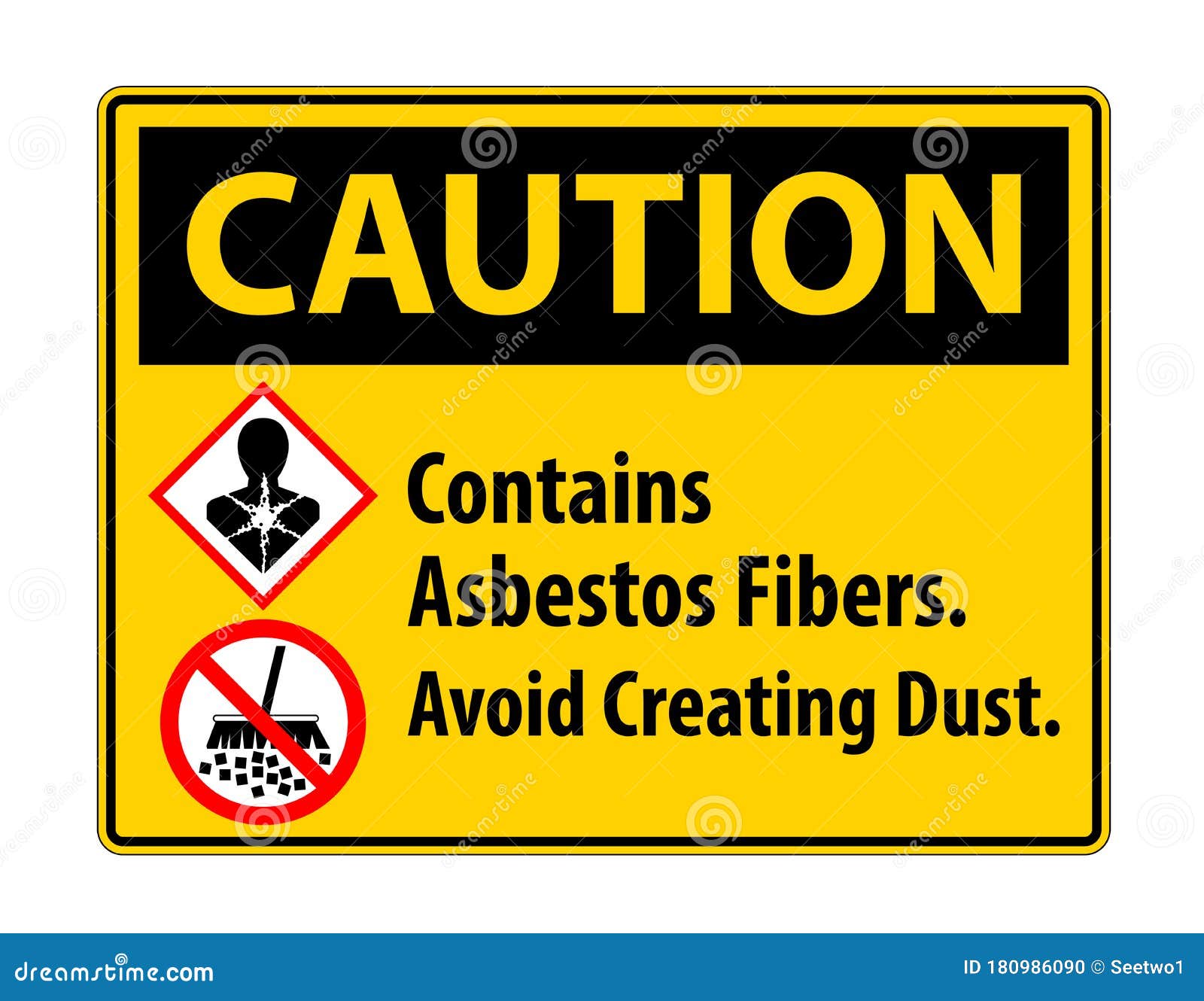 Caution Asbestos Hazard Symbol Sign, Vector Illustration, Isolated On ...