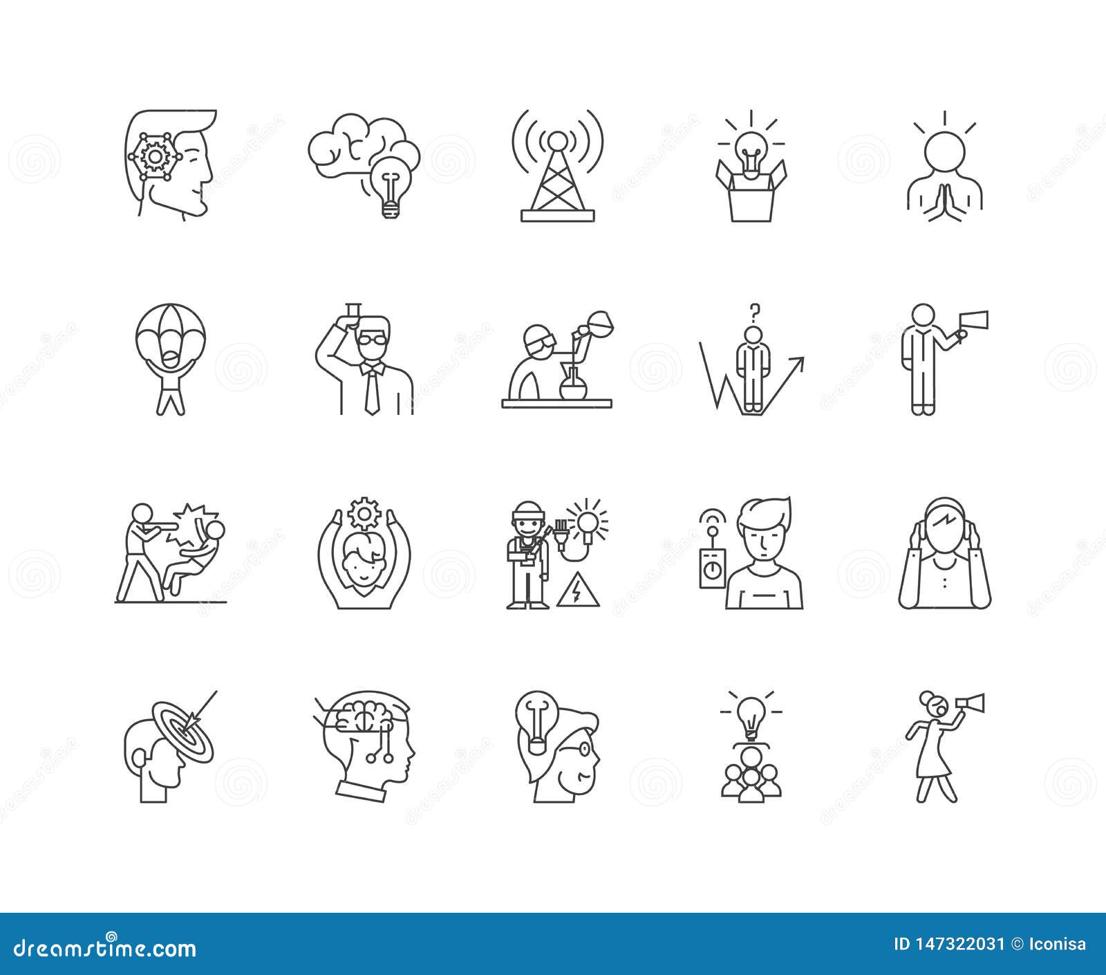 Caution Line Icons, Linear Signs, Vector Set, Outline Concept ...