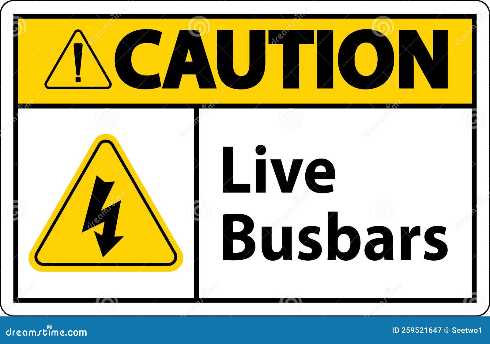 Caution Live Busbars Sign on White Background Stock Vector ...