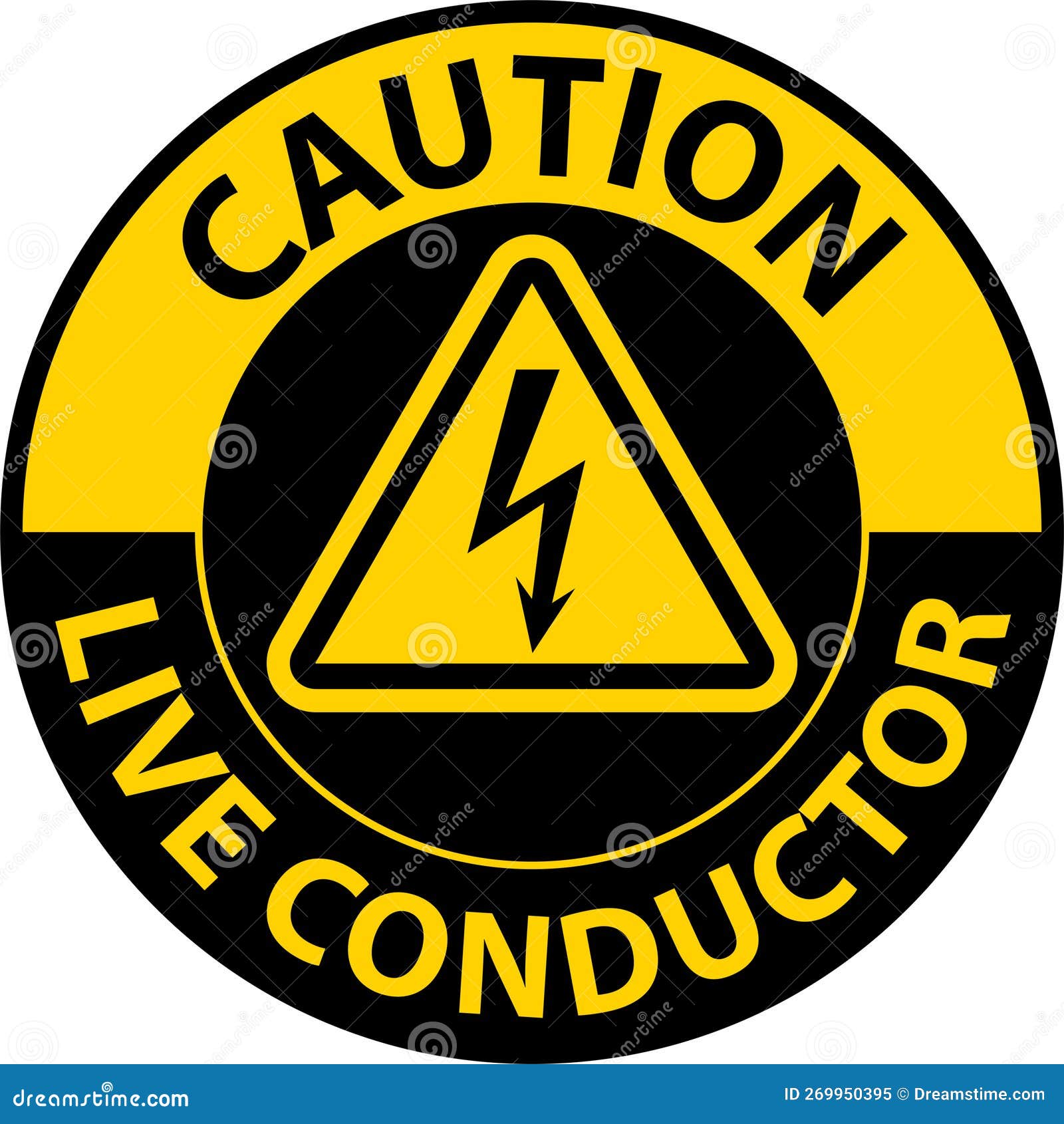 Caution Live Conductor Sign on White Background Stock Vector ...