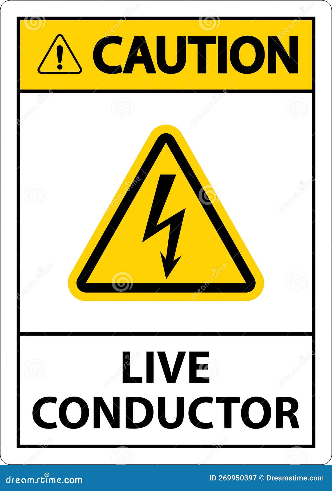 Caution Live Conductor Sign on White Background Stock Vector ...
