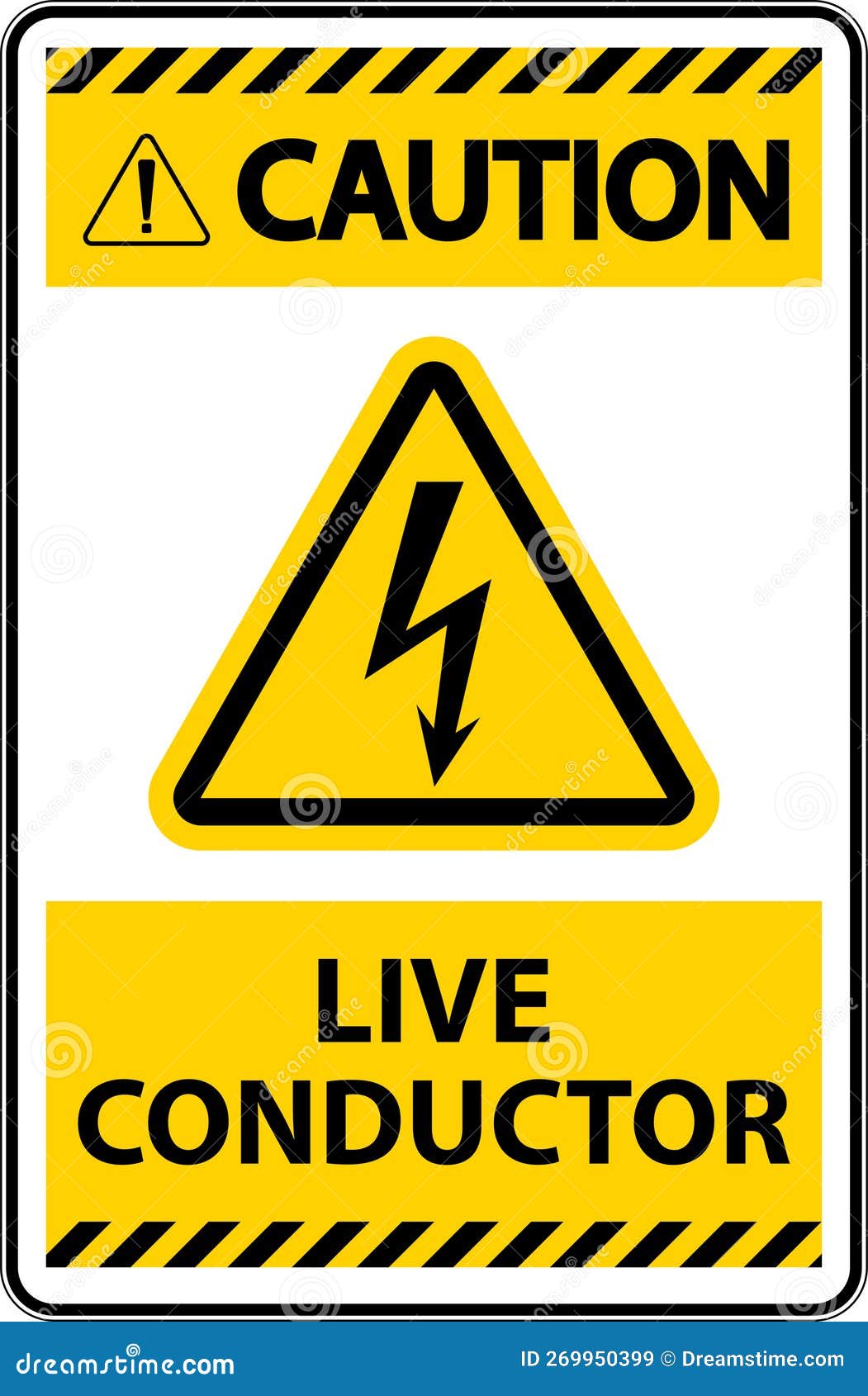 Caution Live Conductor Sign on White Background Stock Vector ...
