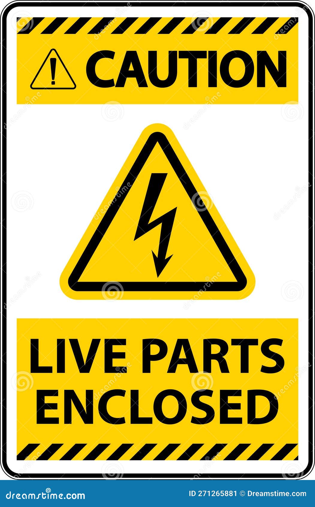 Caution Live Parts Enclosed Sign on White Background Stock Vector ...