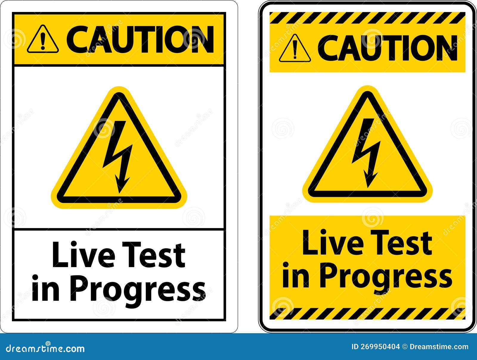 Caution Live Test in Progress Sign on White Background Stock Vector ...