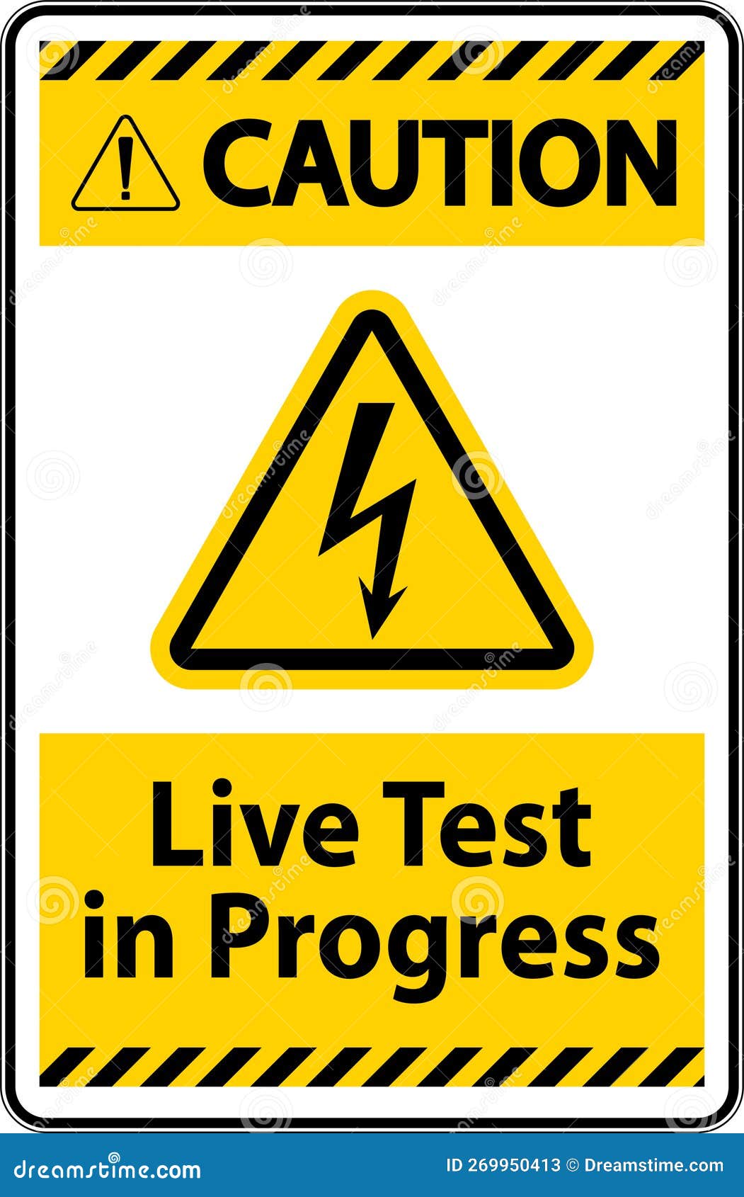 Caution Live Test in Progress Sign on White Background Stock Vector ...