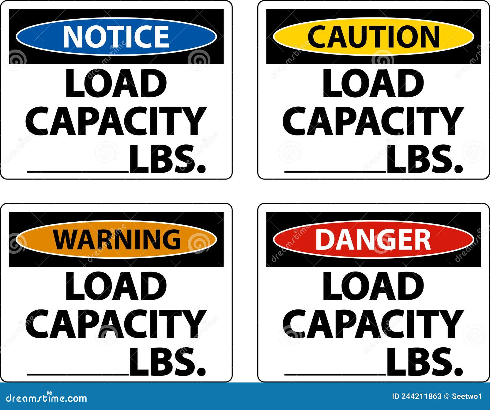 Caution Load Capacity Label Sign on White Background Stock Vector ...