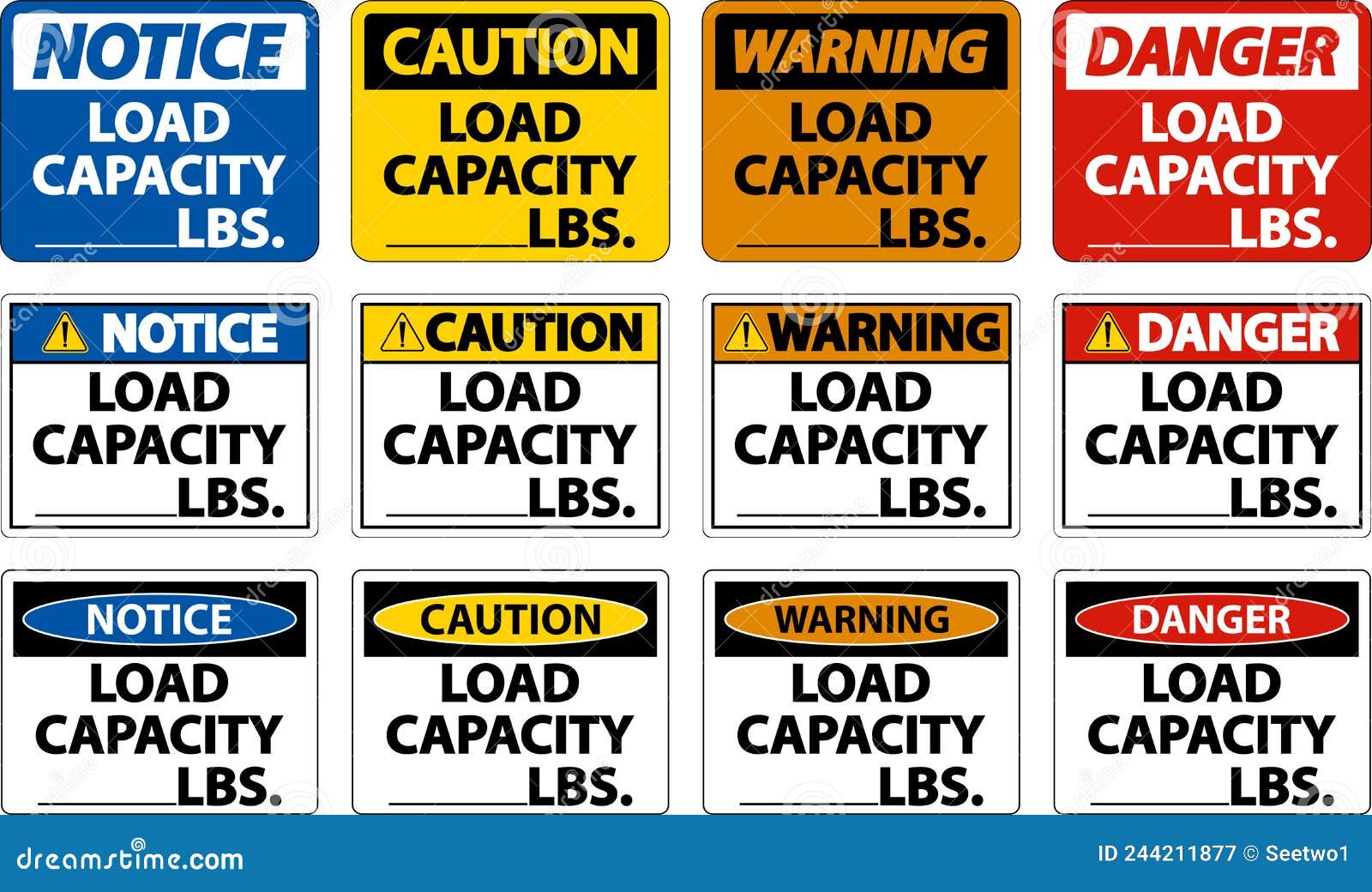 Caution Load Capacity Label Sign on White Background Stock Vector ...