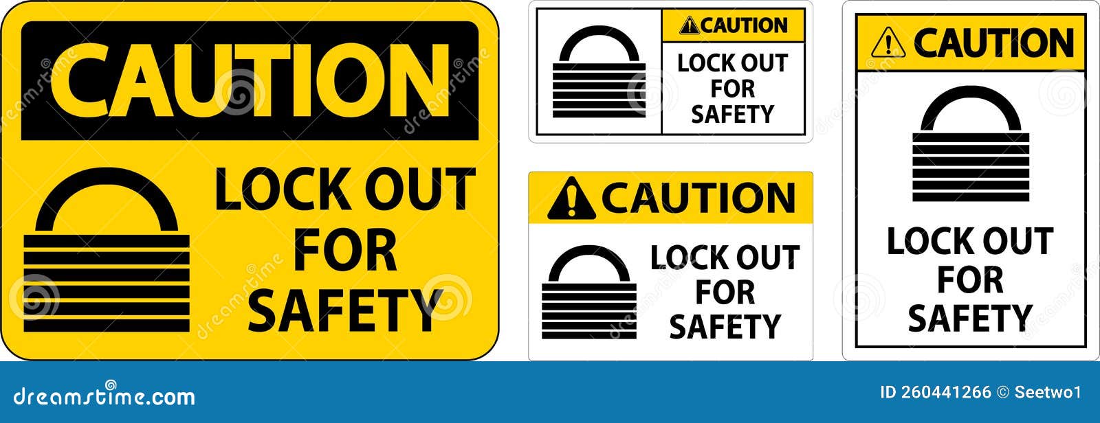 Caution Lock Out Label Sign on White Background Stock Vector ...