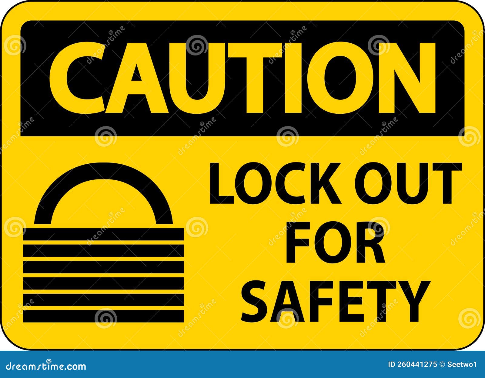 Caution Lock Out Label Sign on White Background Stock Vector ...